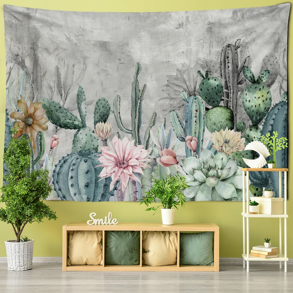 Cactus Oil Painting Tapestry Wall Hanging Witchcraft Enchanting Natural ...