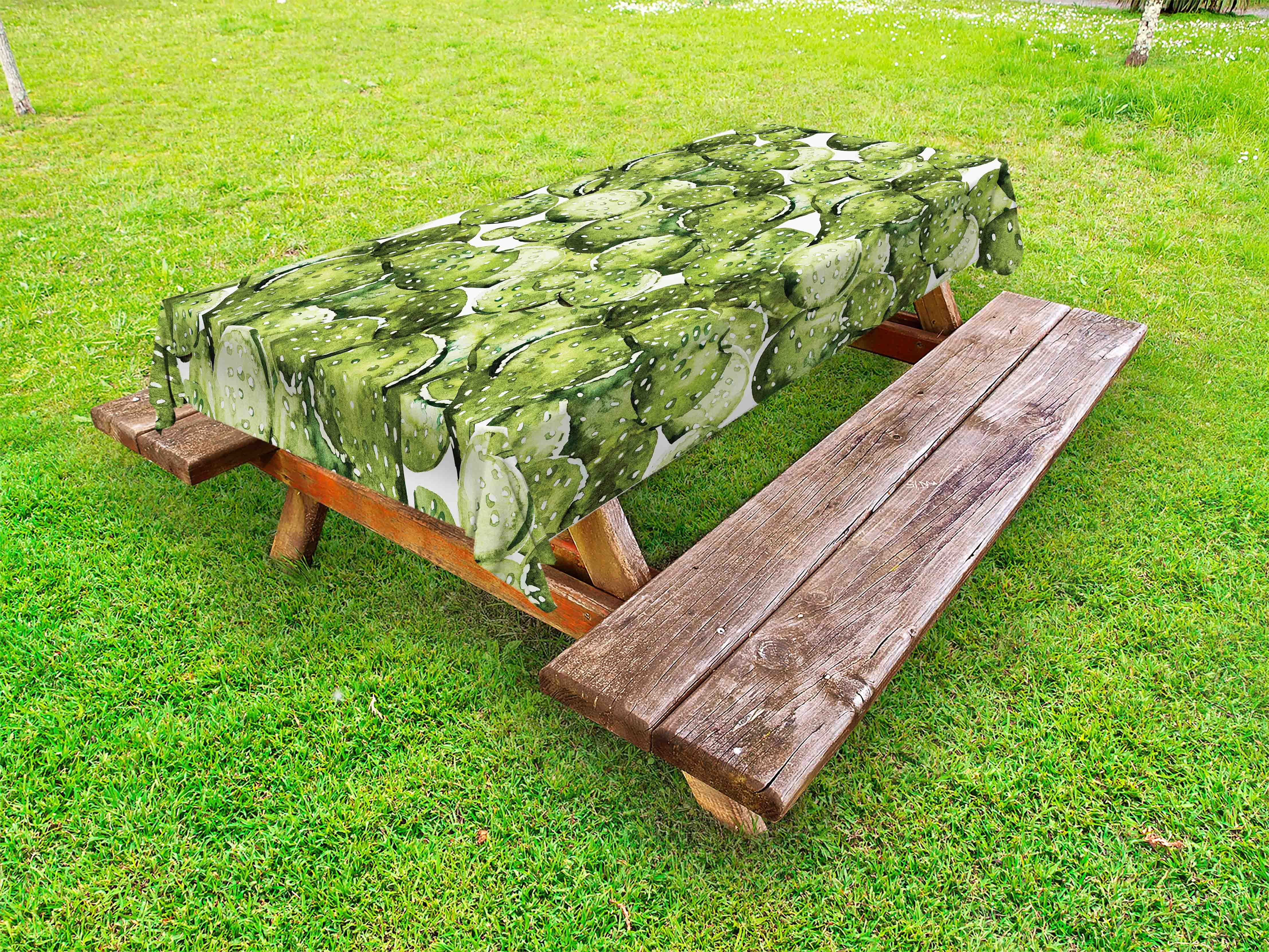 Cactus Outdoor Tablecloth, Cactus Petals Spikes Sun and Flowers in a ...