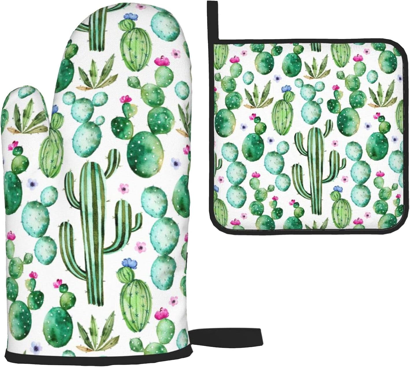 Cactus Oven Mitts and Pot Holders Sets,Heat Resistant Non Slip Kitchen ...