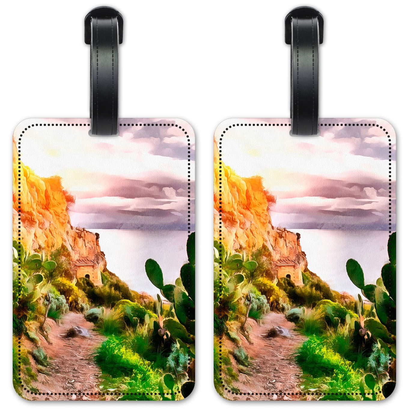 Cactus Painting - Luggage ID Tags / Suitcase Identification Cards - Set ...