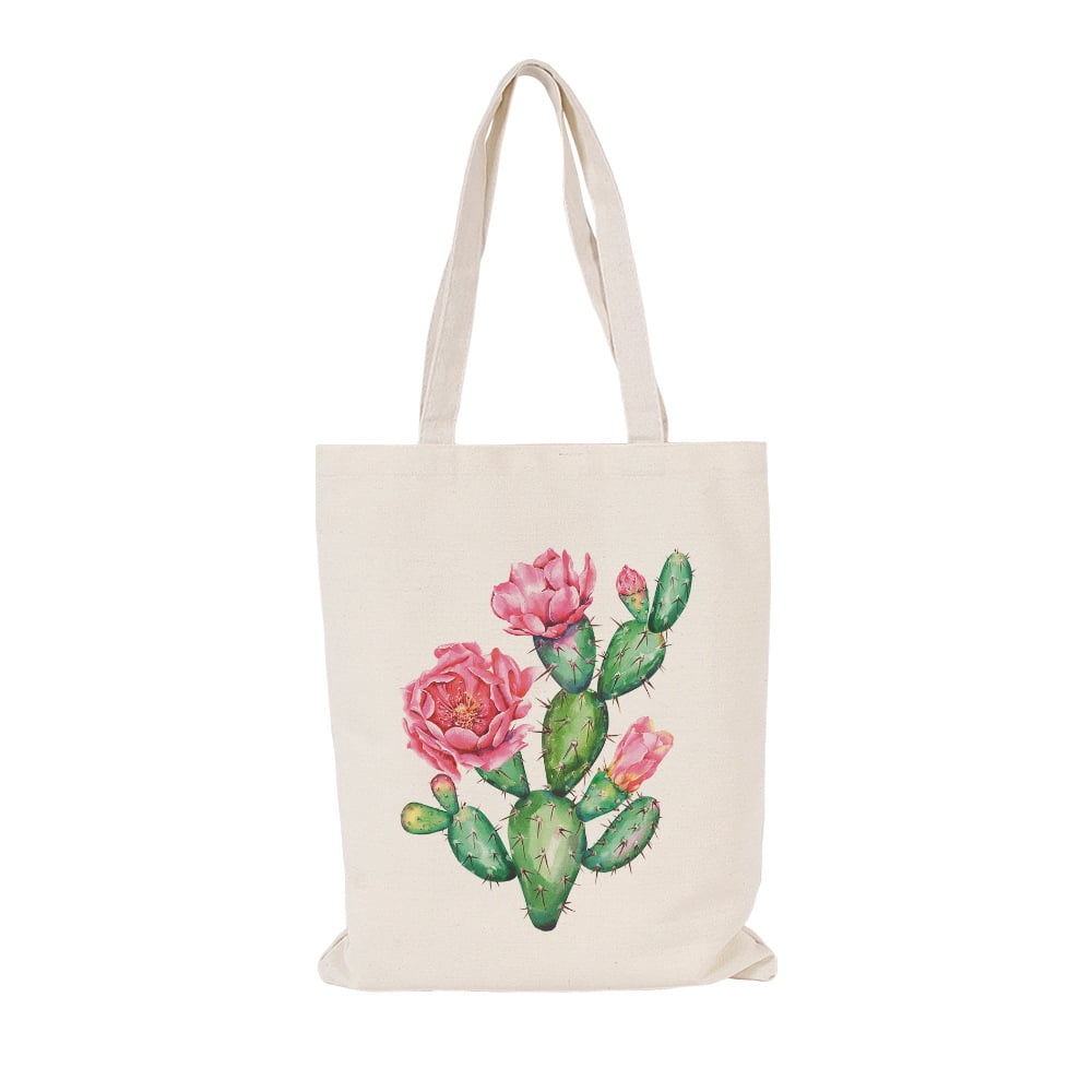 Cactus Pattern Canvas Tote Bag Handles for Women Cute Aesthetic Beach ...