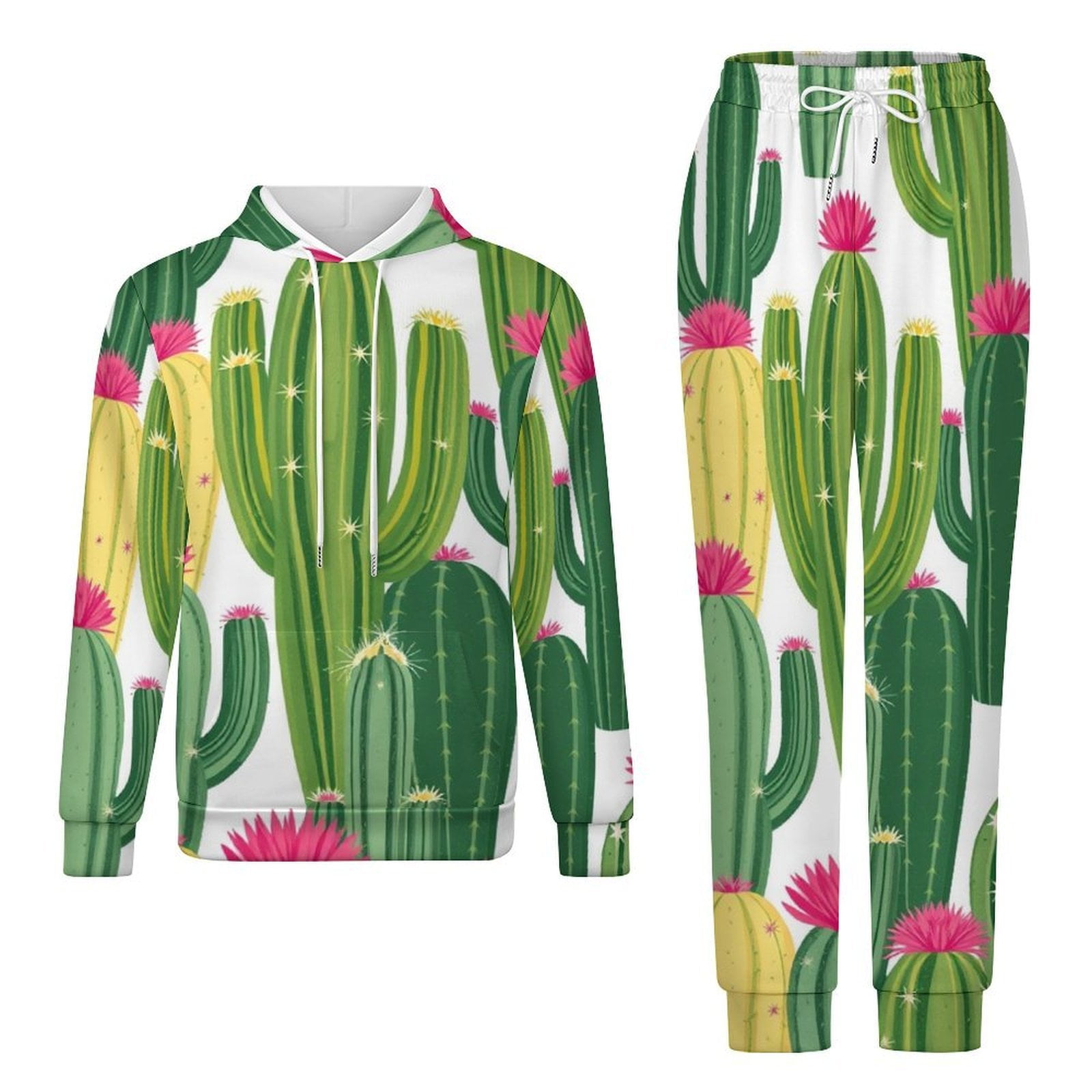 Cactus Pattern Design Hoodie + Pants Suit Cool Men/Women 2 Pcs ...