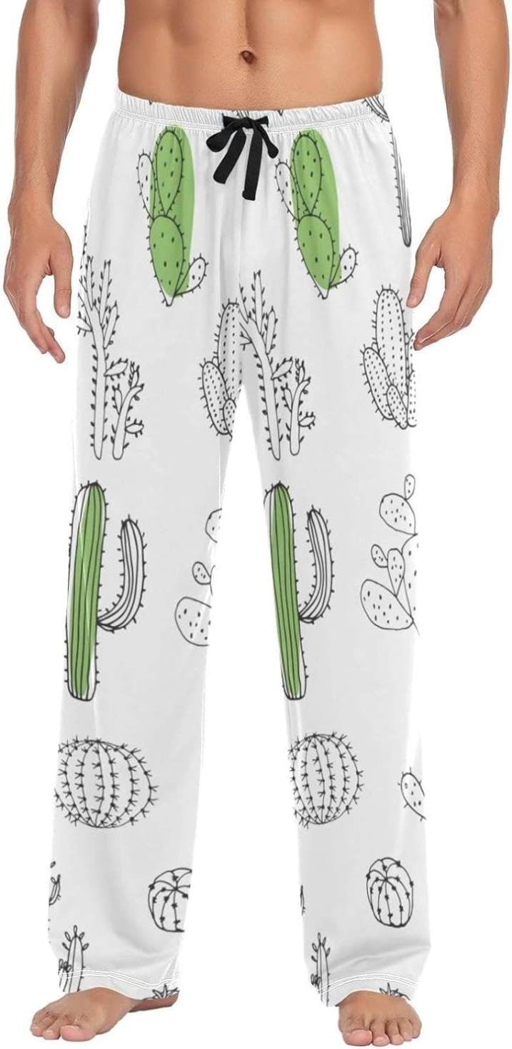 Cactus Pattern Ghost Pajama Pants, Men's Lounge Pants Light with ...