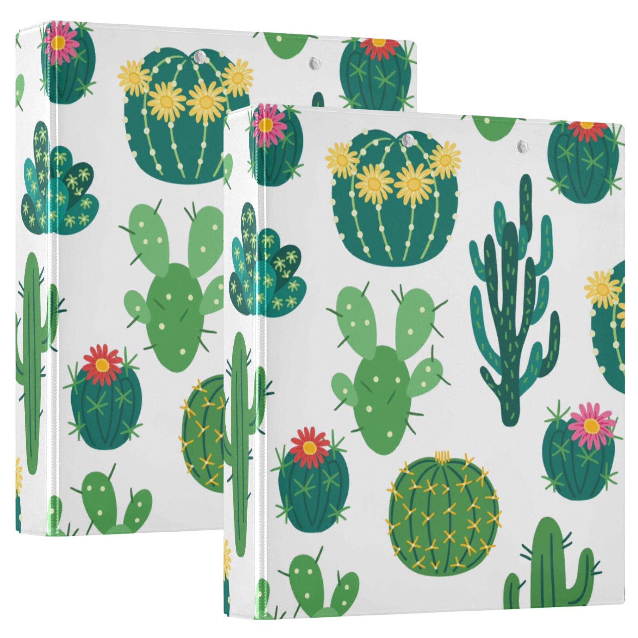 Cactus Pattern Hardcover 3 Ring Binder 1.5 inch Round Rings with ...