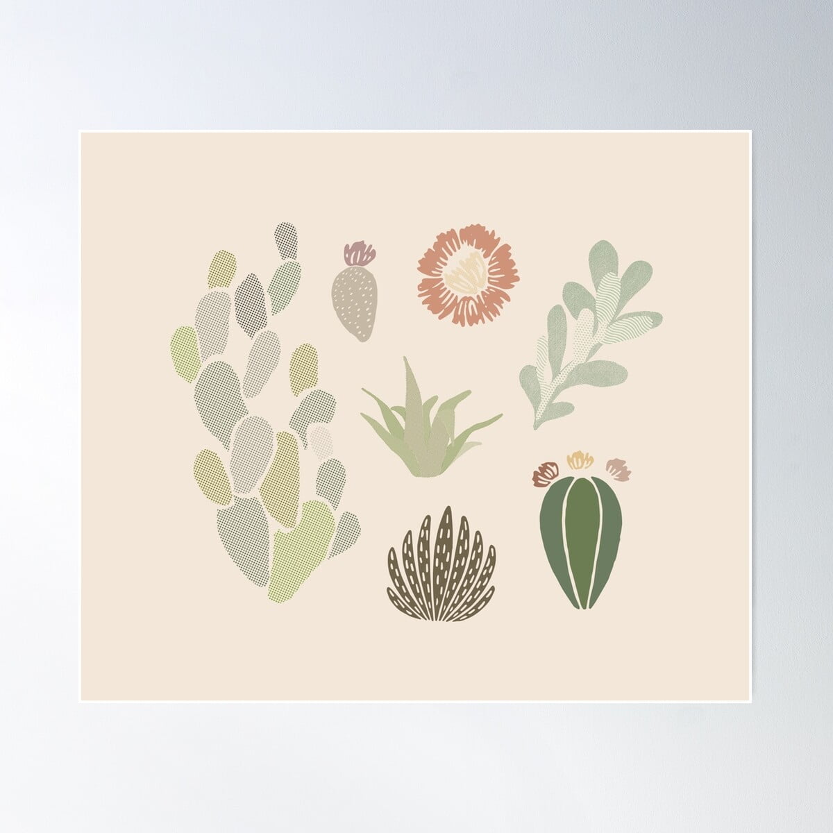 Cactus Pattern Print Poster Wall Art, Modern Wall Decor For Living Room ...