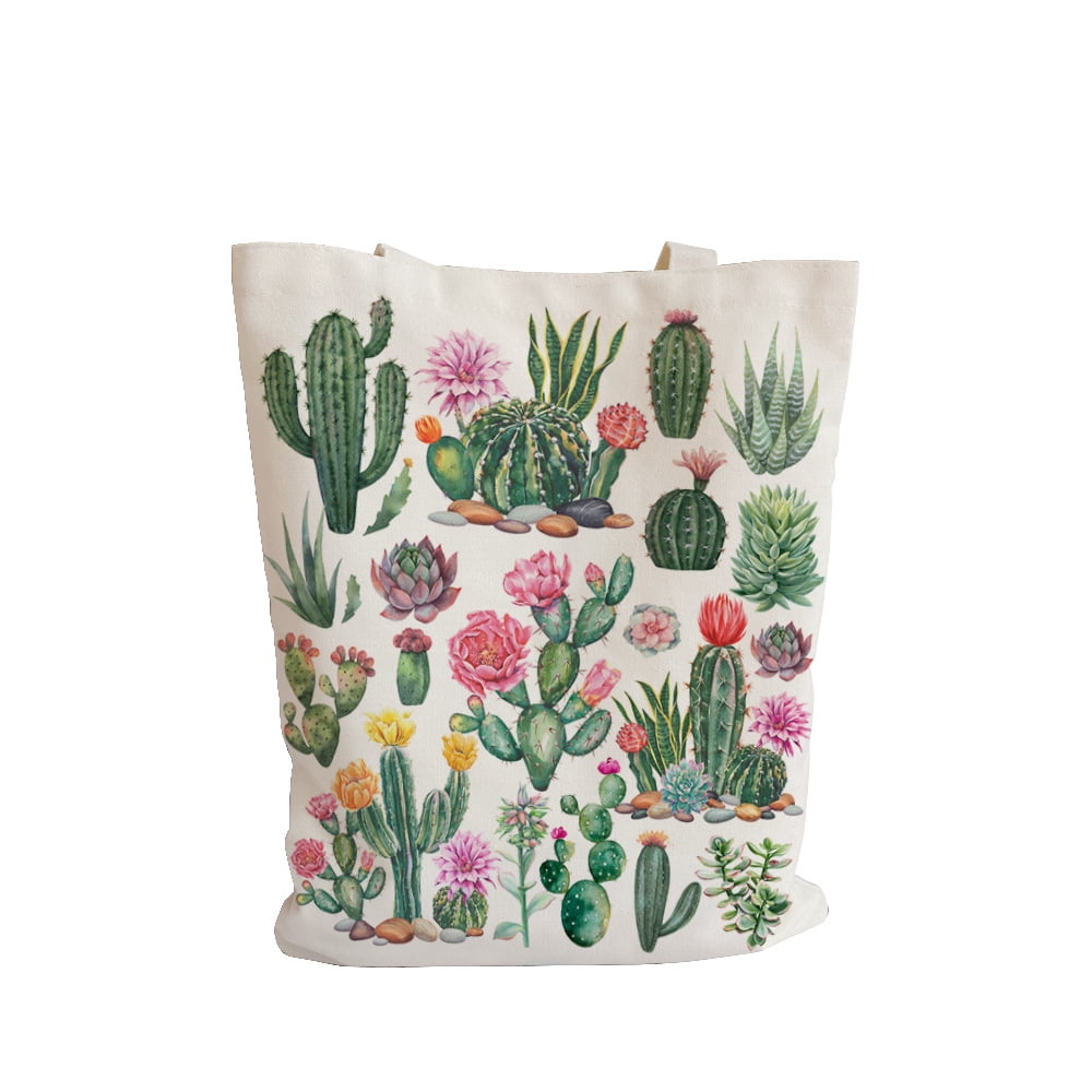 Cactus Pattern Tote Bag For Women | Cute Cotton Tote Bag | Canvas Tote ...