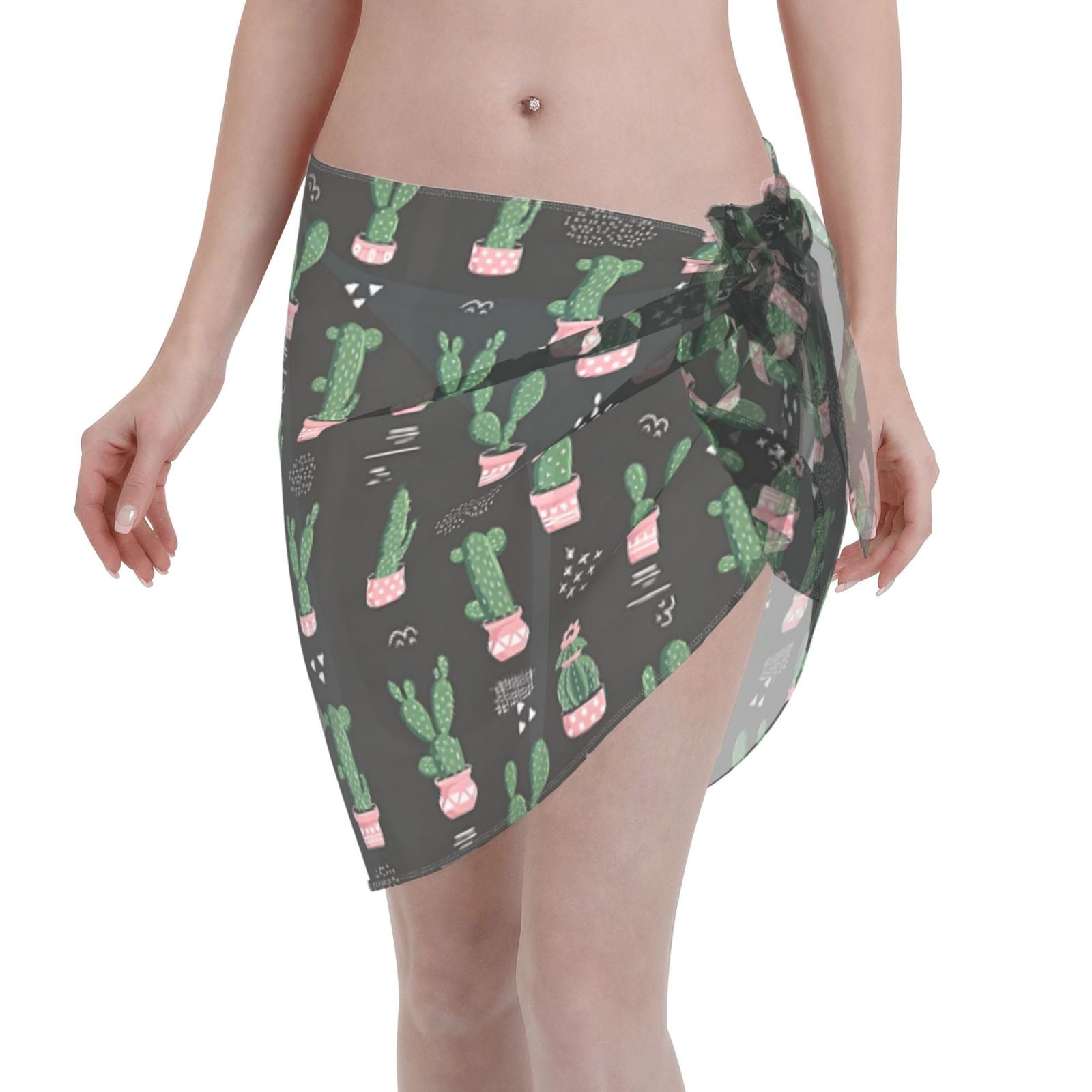 Cactus Pattern Women Sarongs Skirt Beach Wrap Sheer Bikini Wraps
