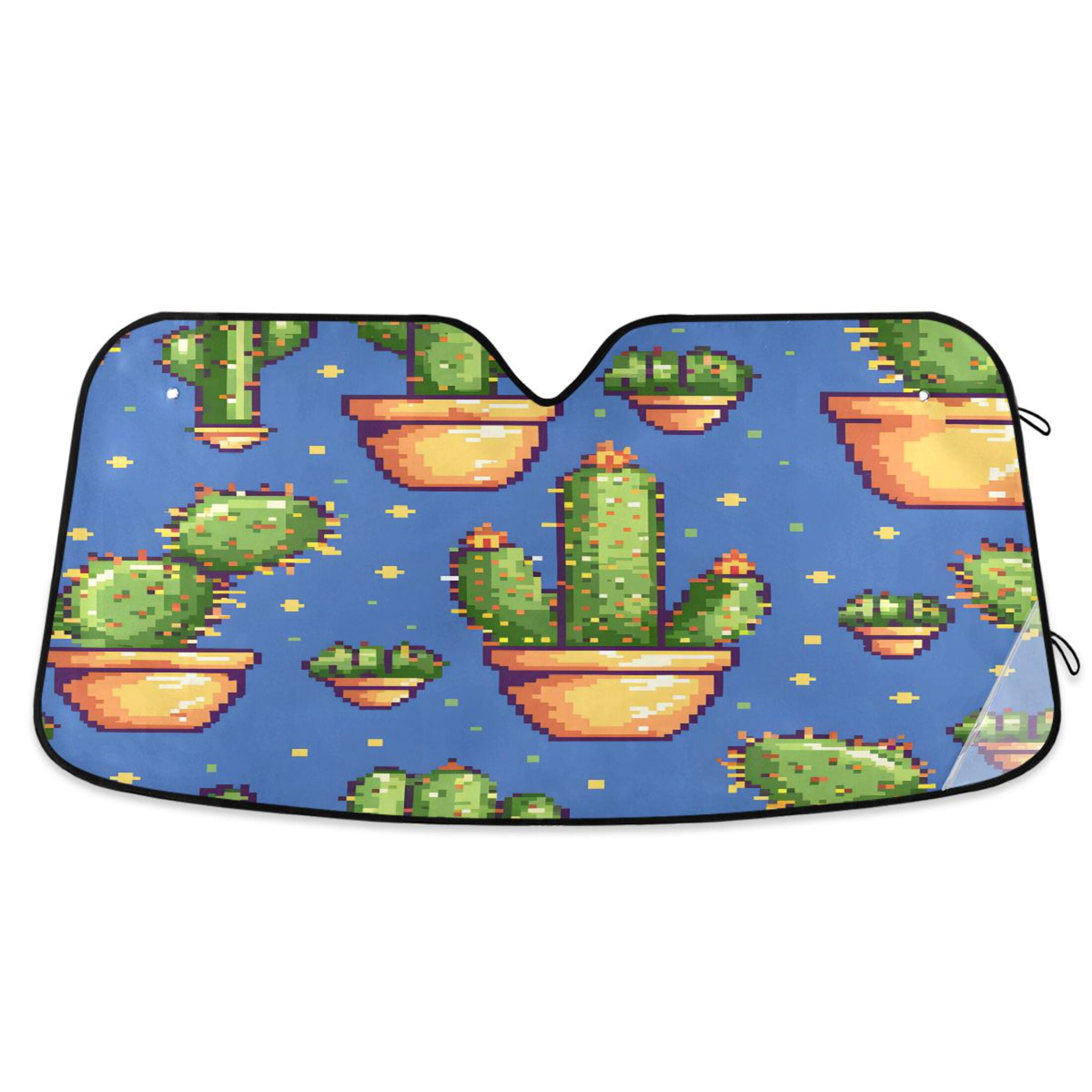 Cactus Pixel Style Windshield Sun Shade Automobile Visor Accordion ...