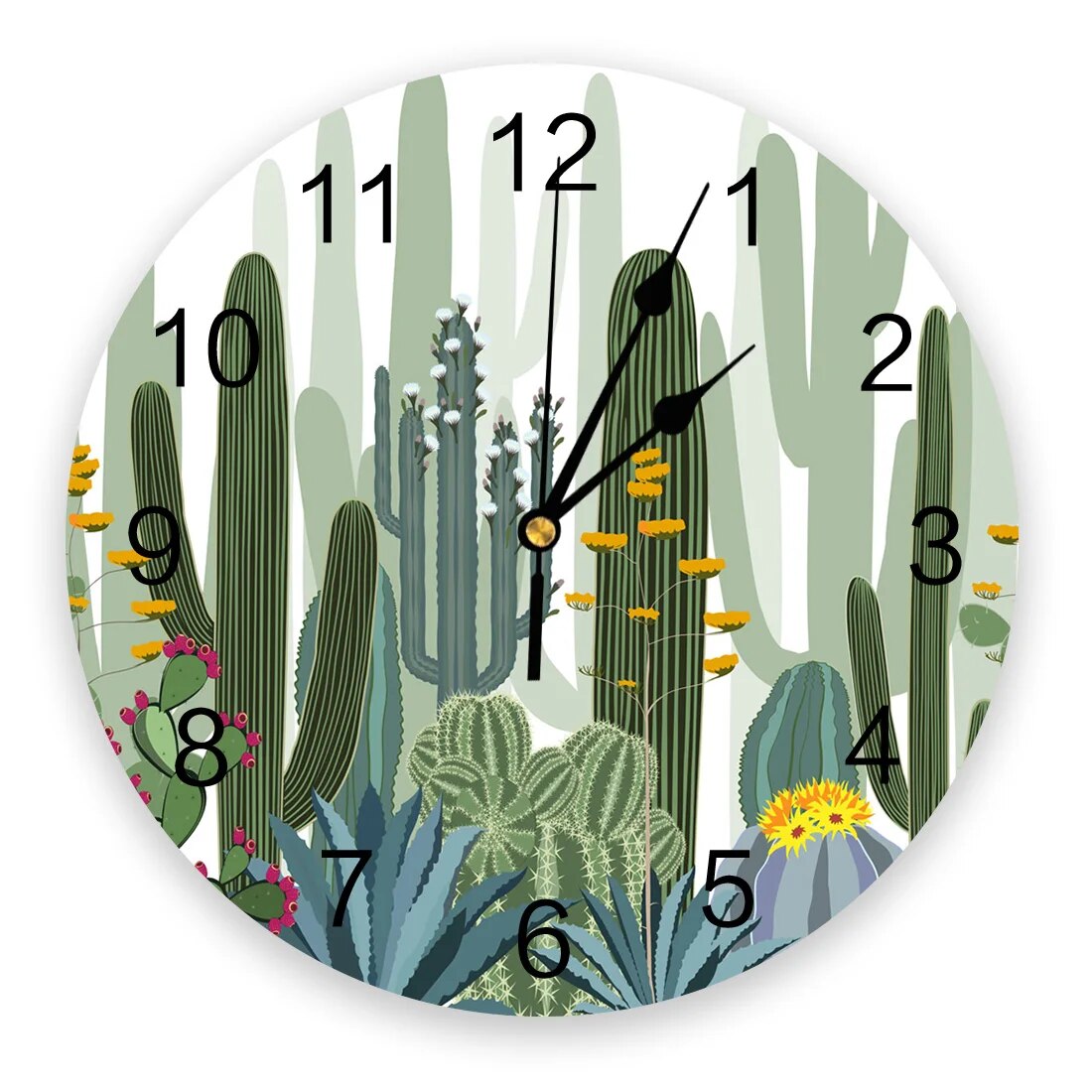Cactus Plant Cartoon Flower Wall Clocks Silent Home Cafe Office Wall ...