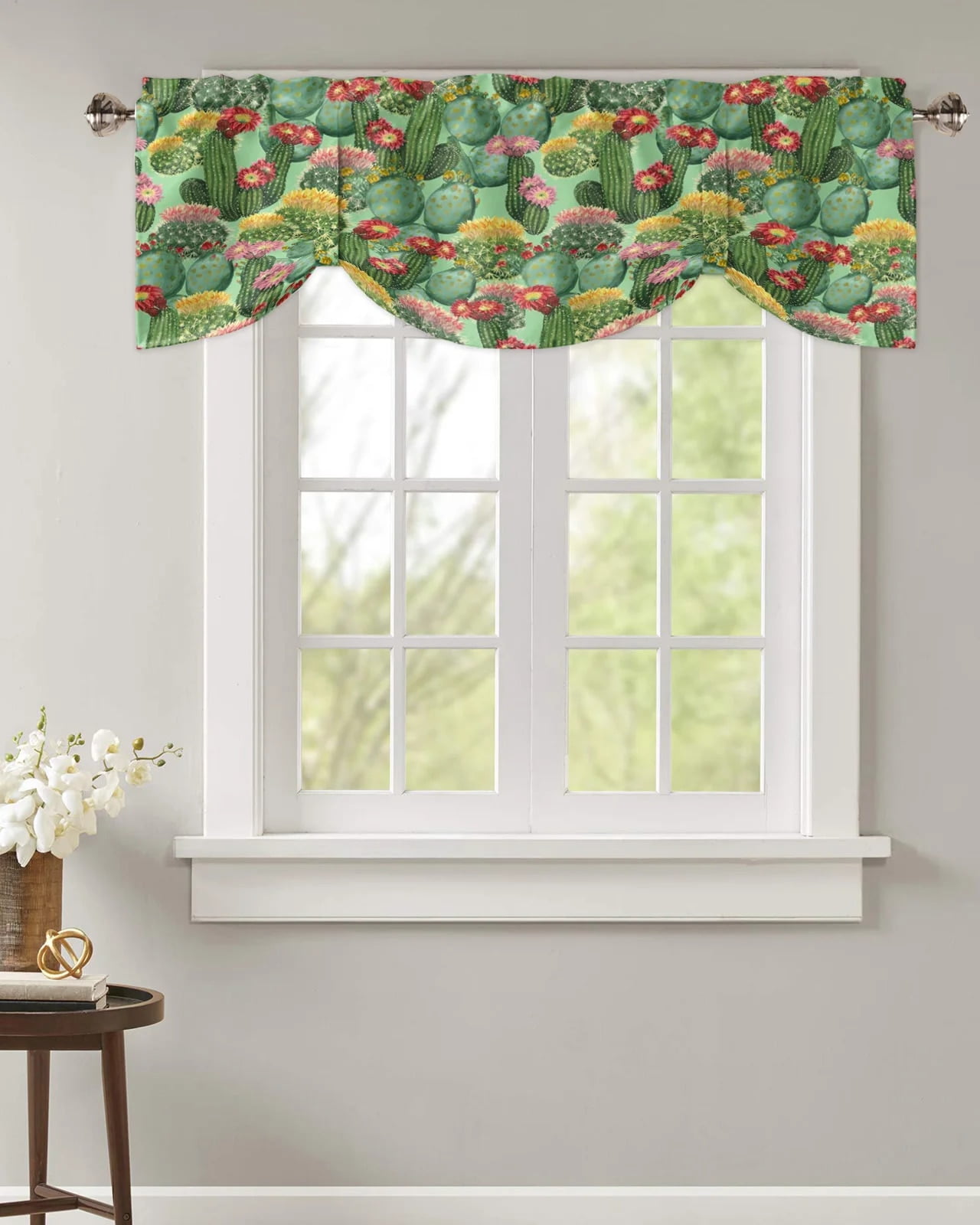 Cactus Plant Flower Watercolor Painting Window Curtain Kitchen Cabinet ...