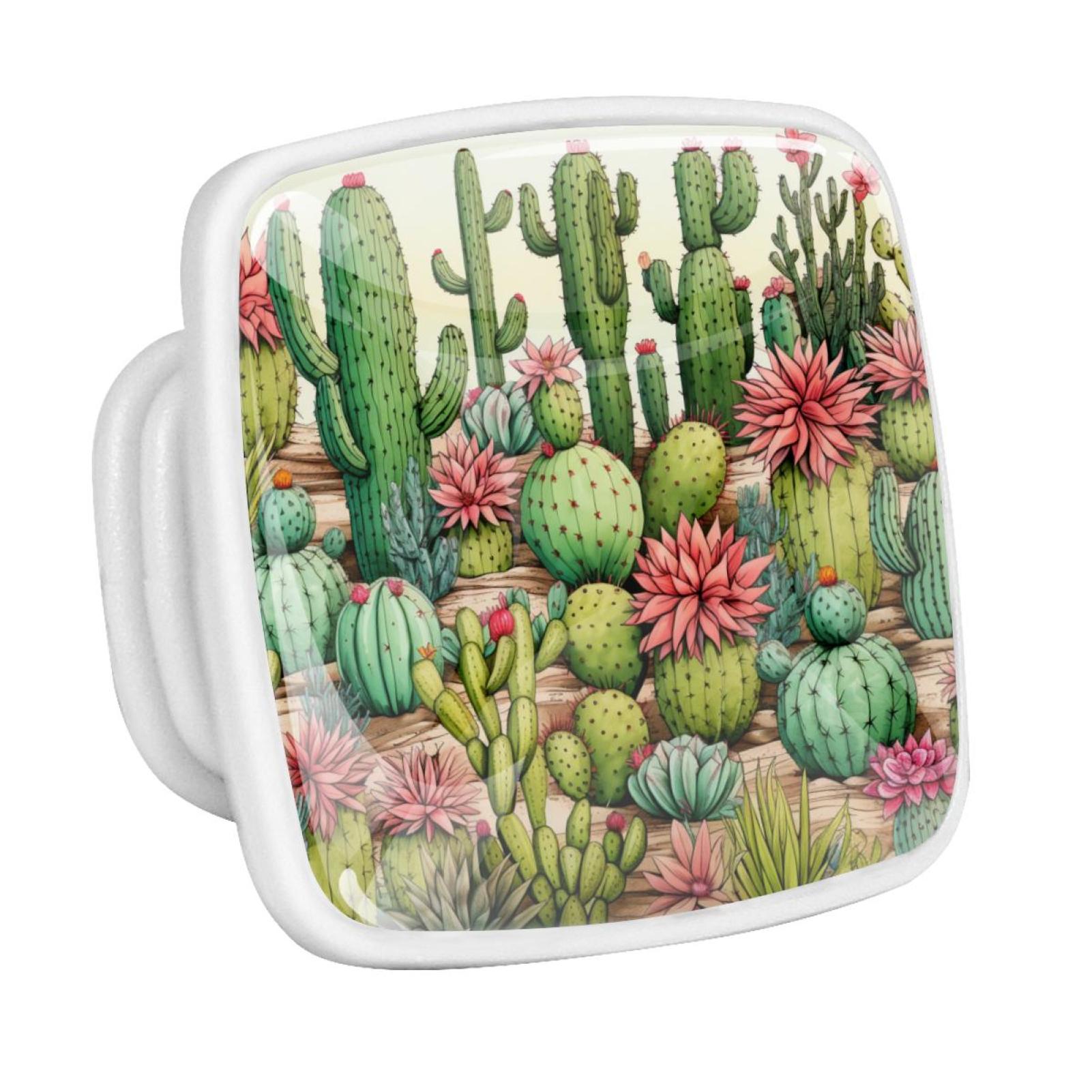 Cactus Plant Fluorescent Drawer Pulls with Screws Square 4-Pack Glow ...