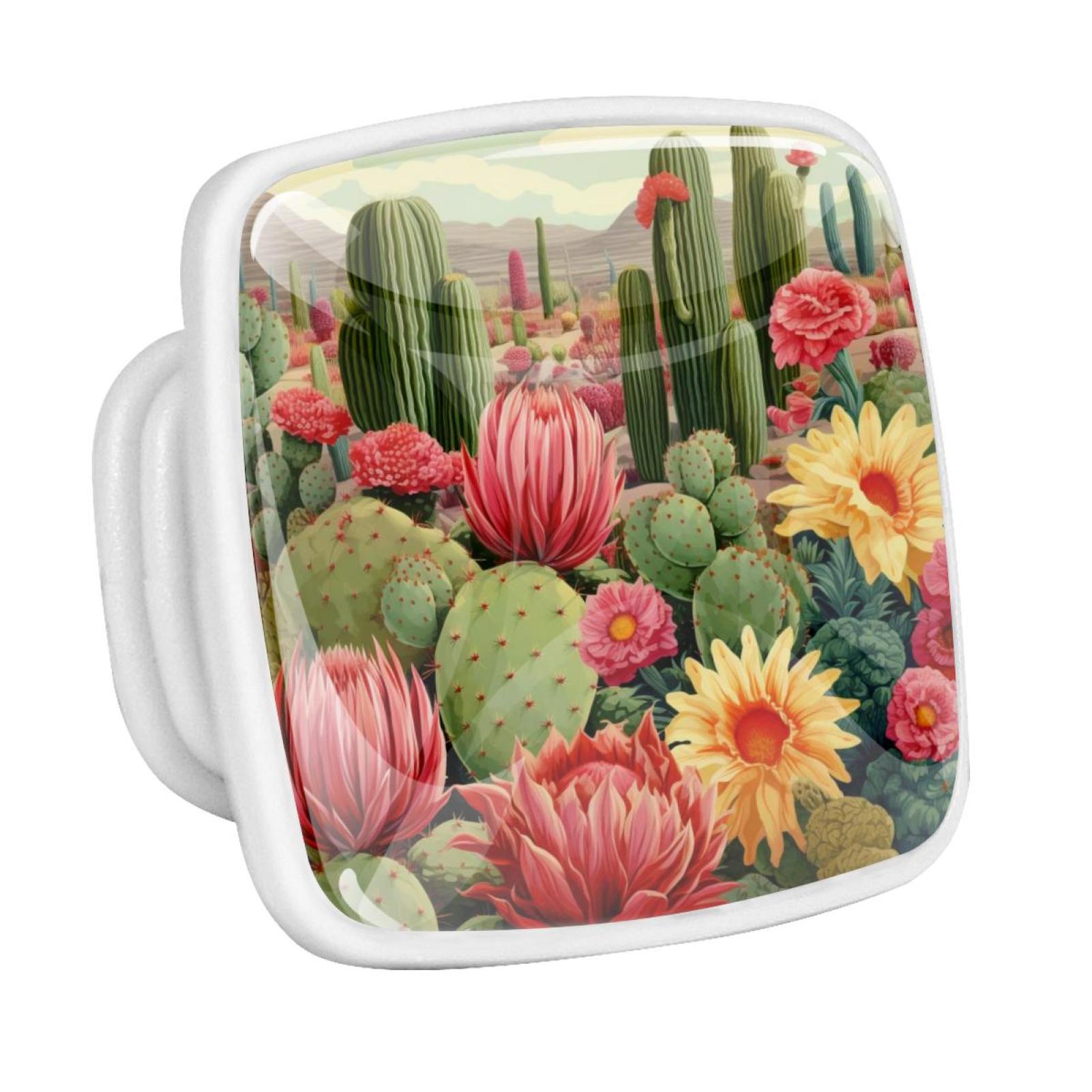 Cactus Plant Fluorescent Drawer Pulls with Screws Square 4-Pack Glow ...