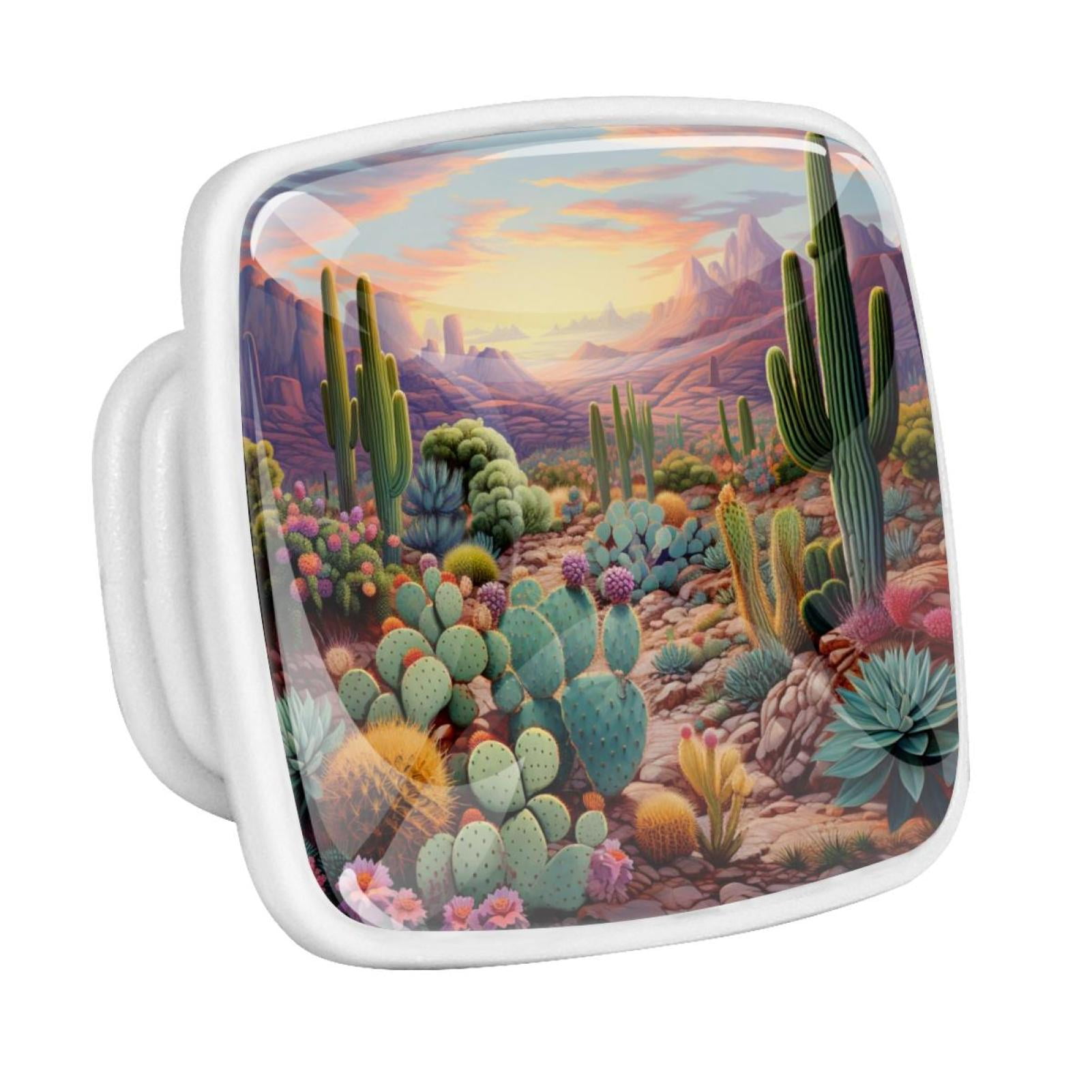 Cactus Plant Fluorescent Drawer Pulls with Screws Square 4-Pack Glow ...