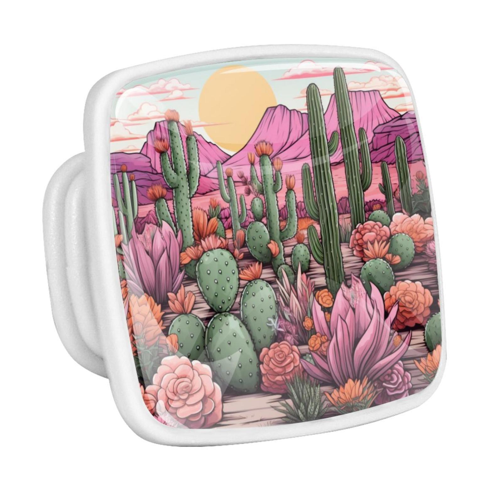 Cactus Plant Fluorescent Drawer Pulls with Screws Square 4-Pack Glow ...