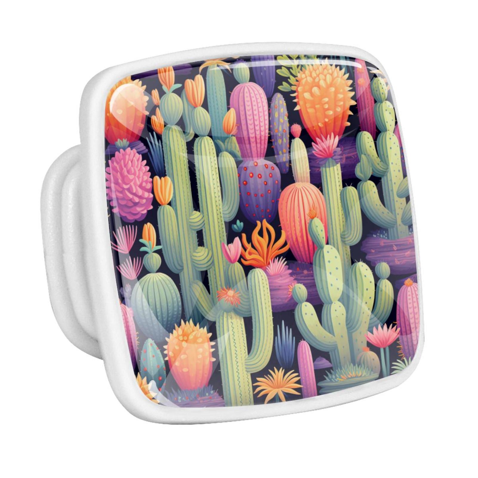 Cactus Plant Fluorescent Drawer Pulls with Screws Square 4-Pack Glow ...