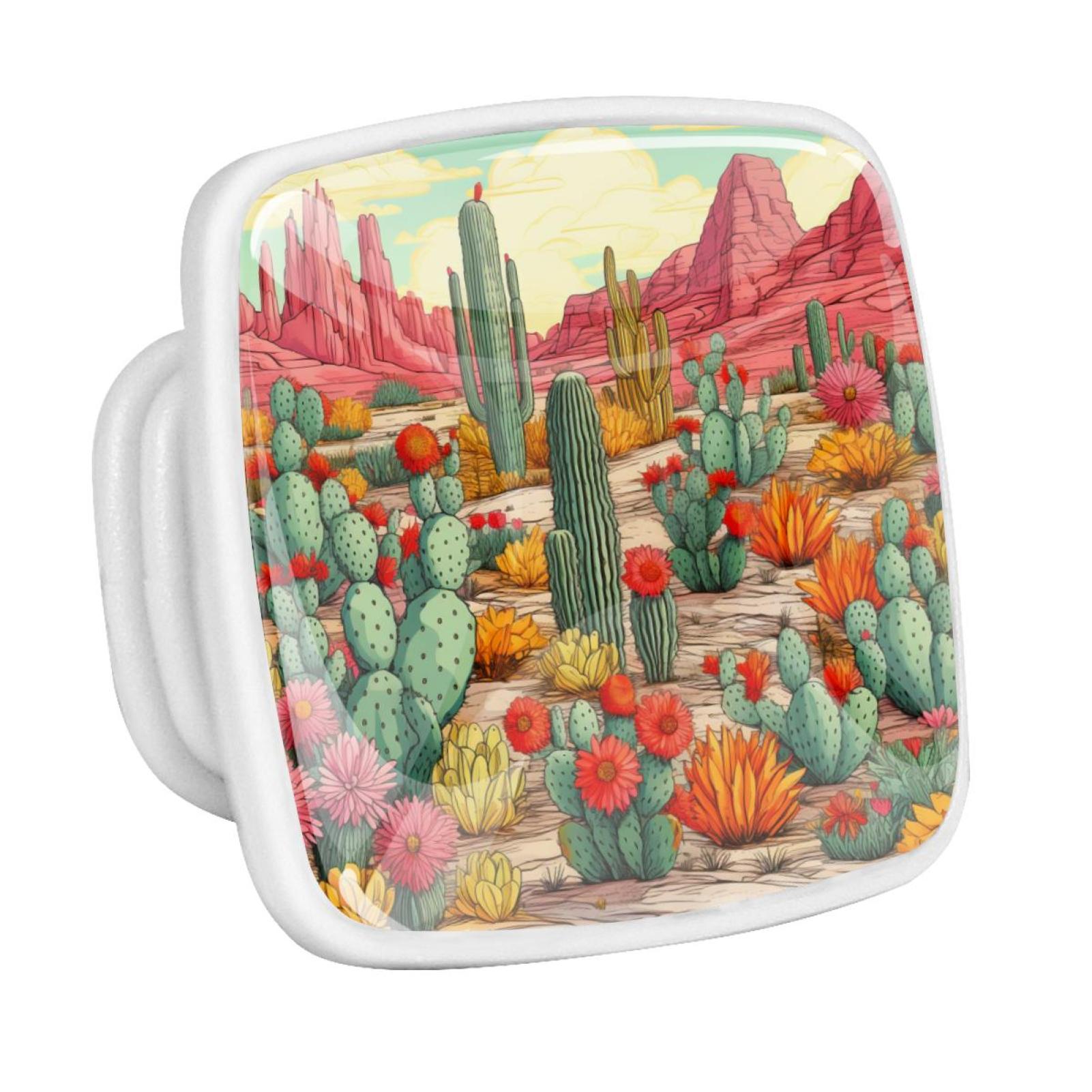 Cactus Plant Fluorescent Drawer Pulls with Screws Square 4-Pack Glow ...