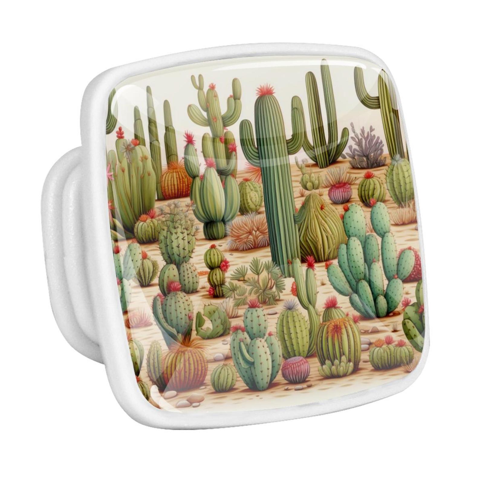 Cactus Plant Fluorescent Drawer Pulls with Screws Square 4-Pack Glow ...