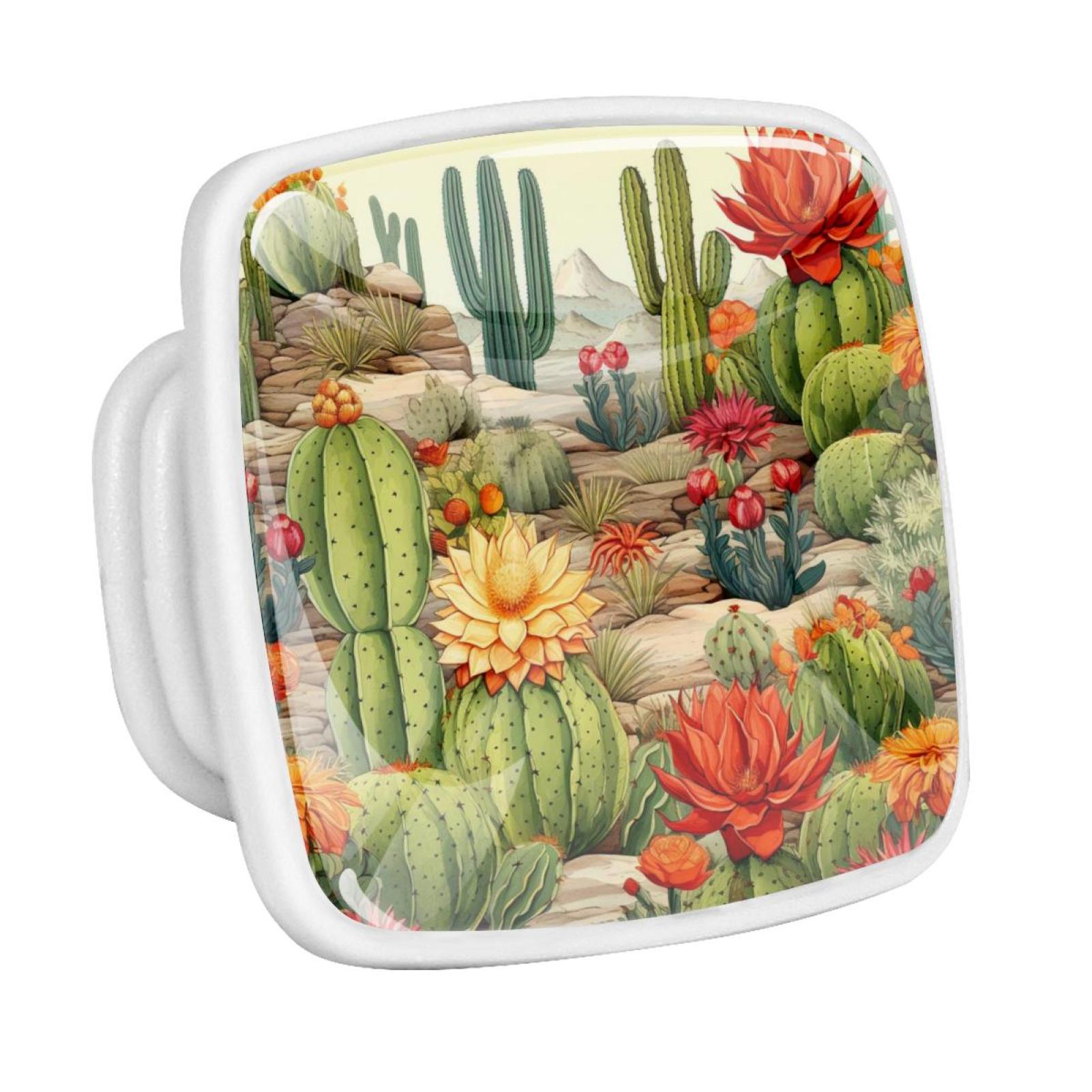 Cactus Plant Fluorescent Drawer Pulls with Screws Square 4-Pack Glow ...