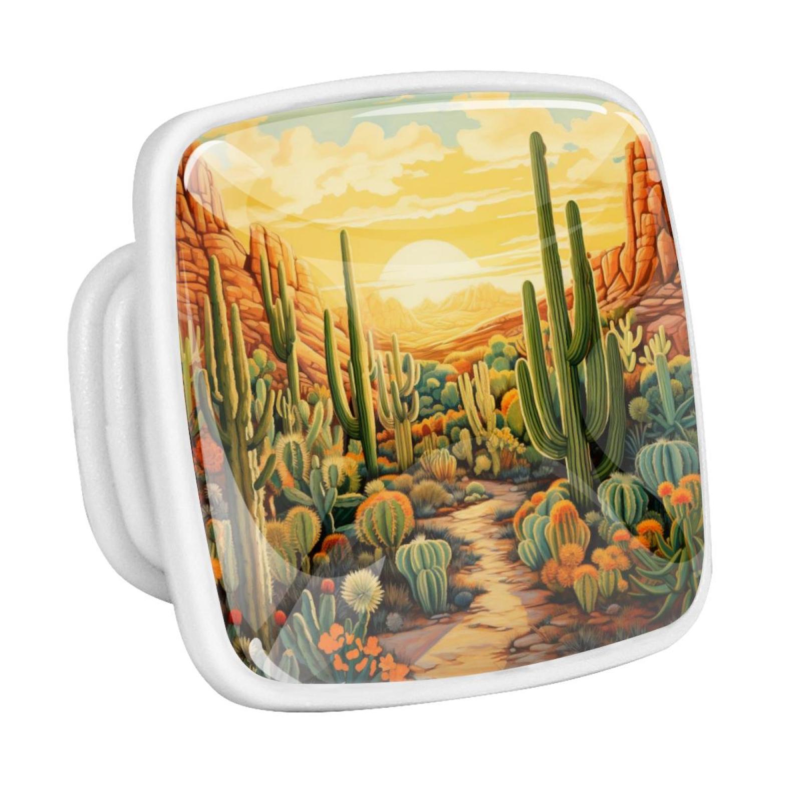 Cactus Plant Fluorescent Drawer Pulls with Screws Square 4-Pack Glow ...