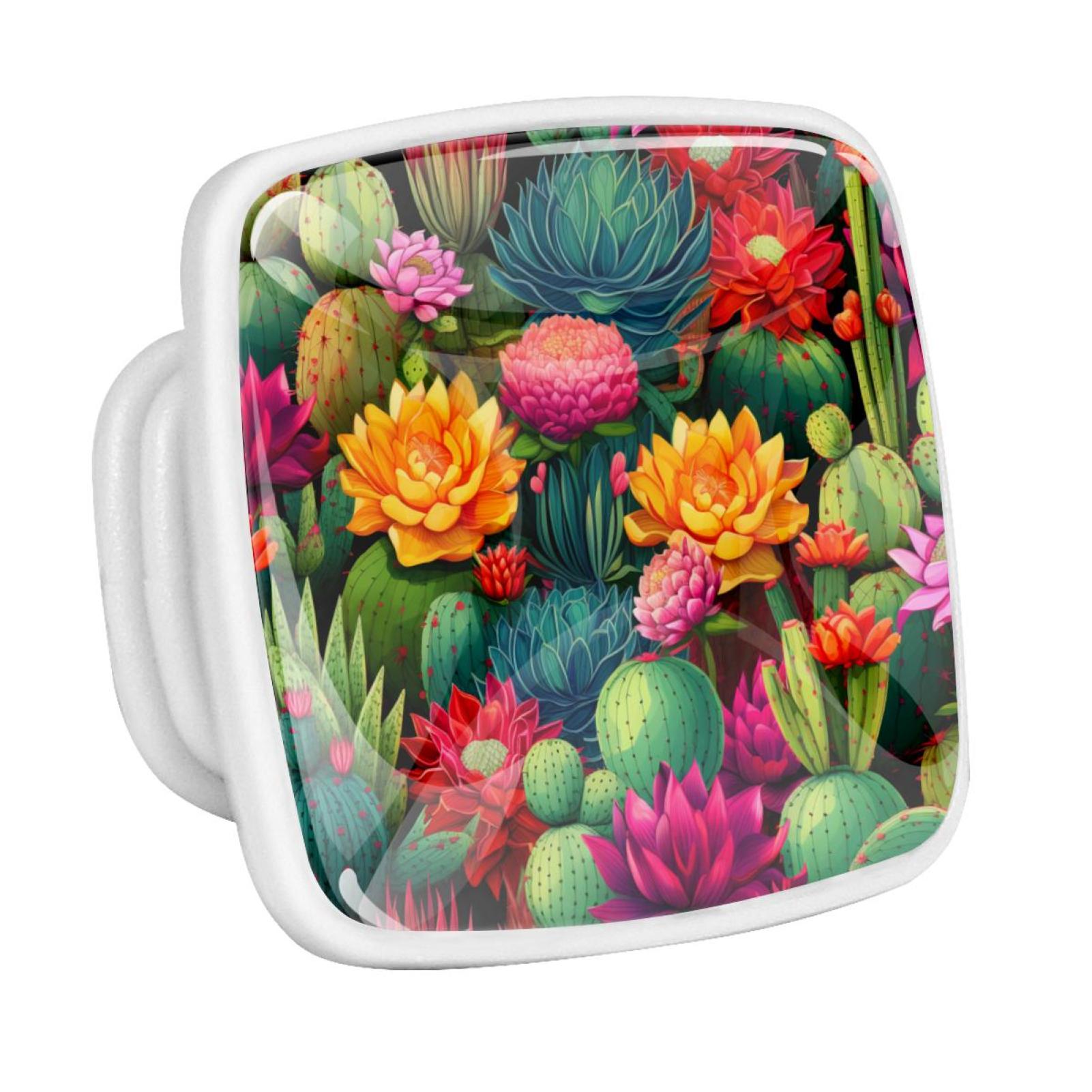 Cactus Plant Fluorescent Drawer Pulls with Screws Square 4-Pack Glow ...