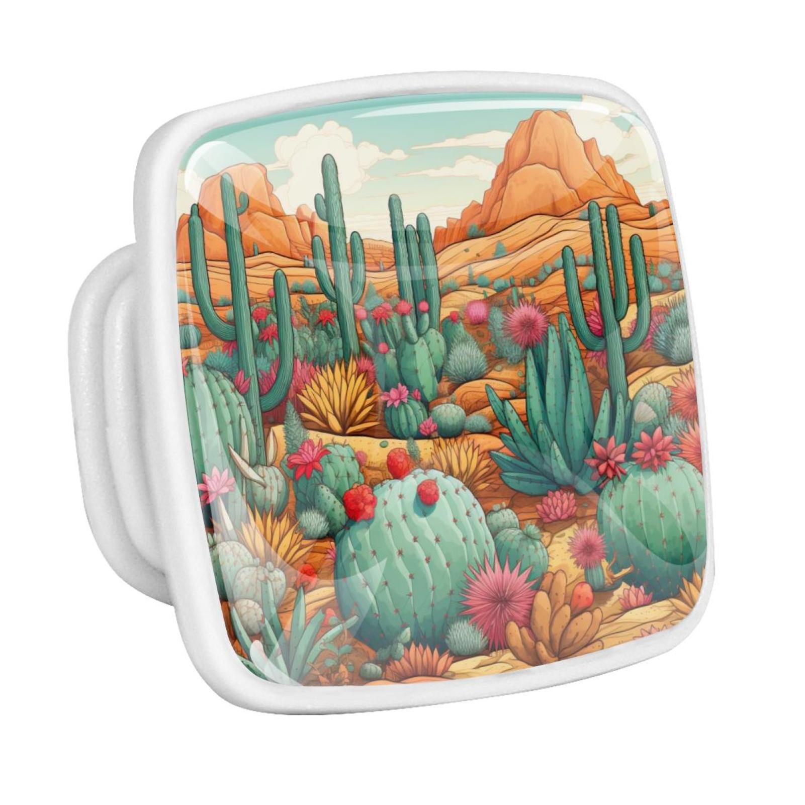 Cactus Plant Fluorescent Drawer Pulls with Screws Square 4-Pack Glow ...