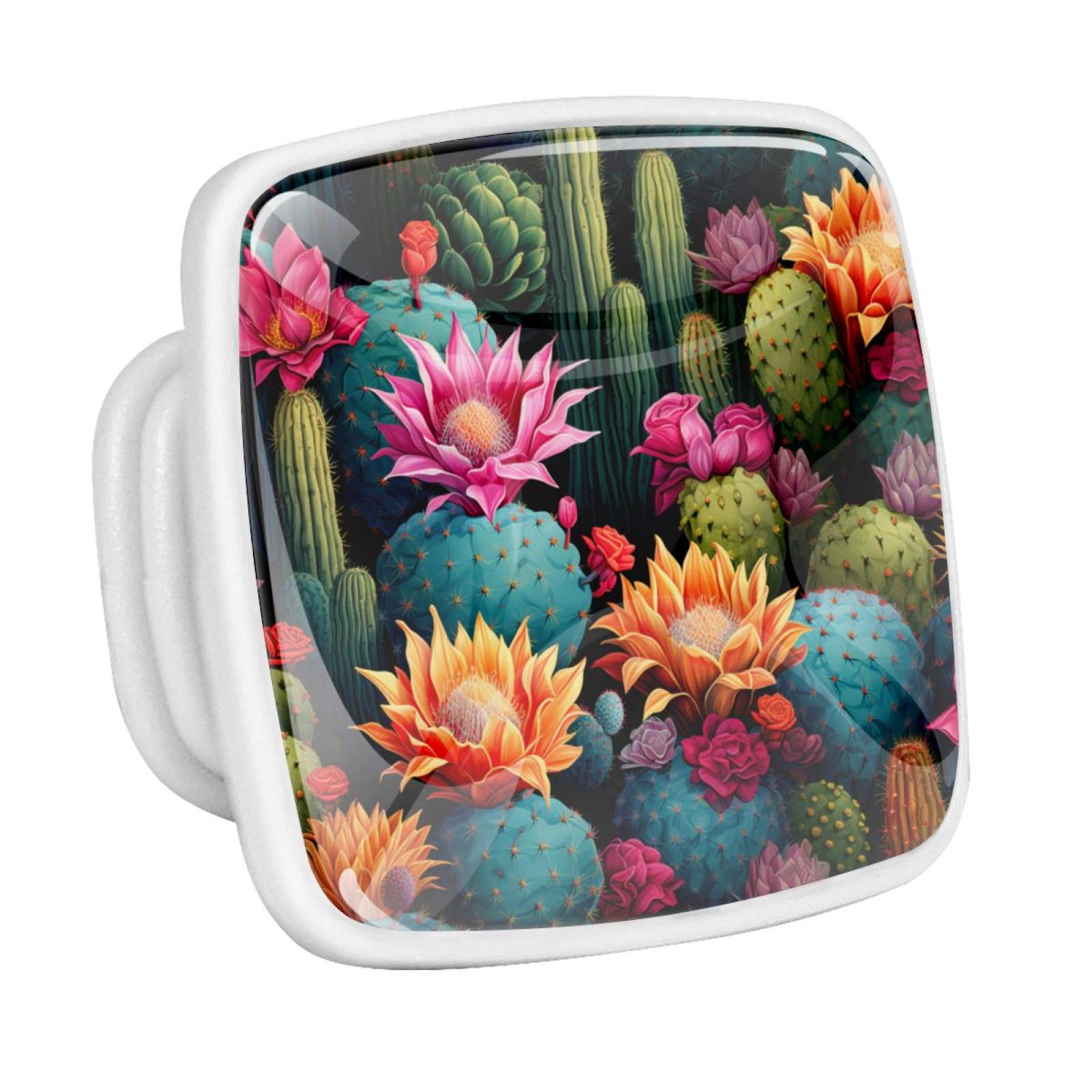 Cactus Plant Fluorescent Drawer Pulls with Screws Square 4-Pack Glow ...