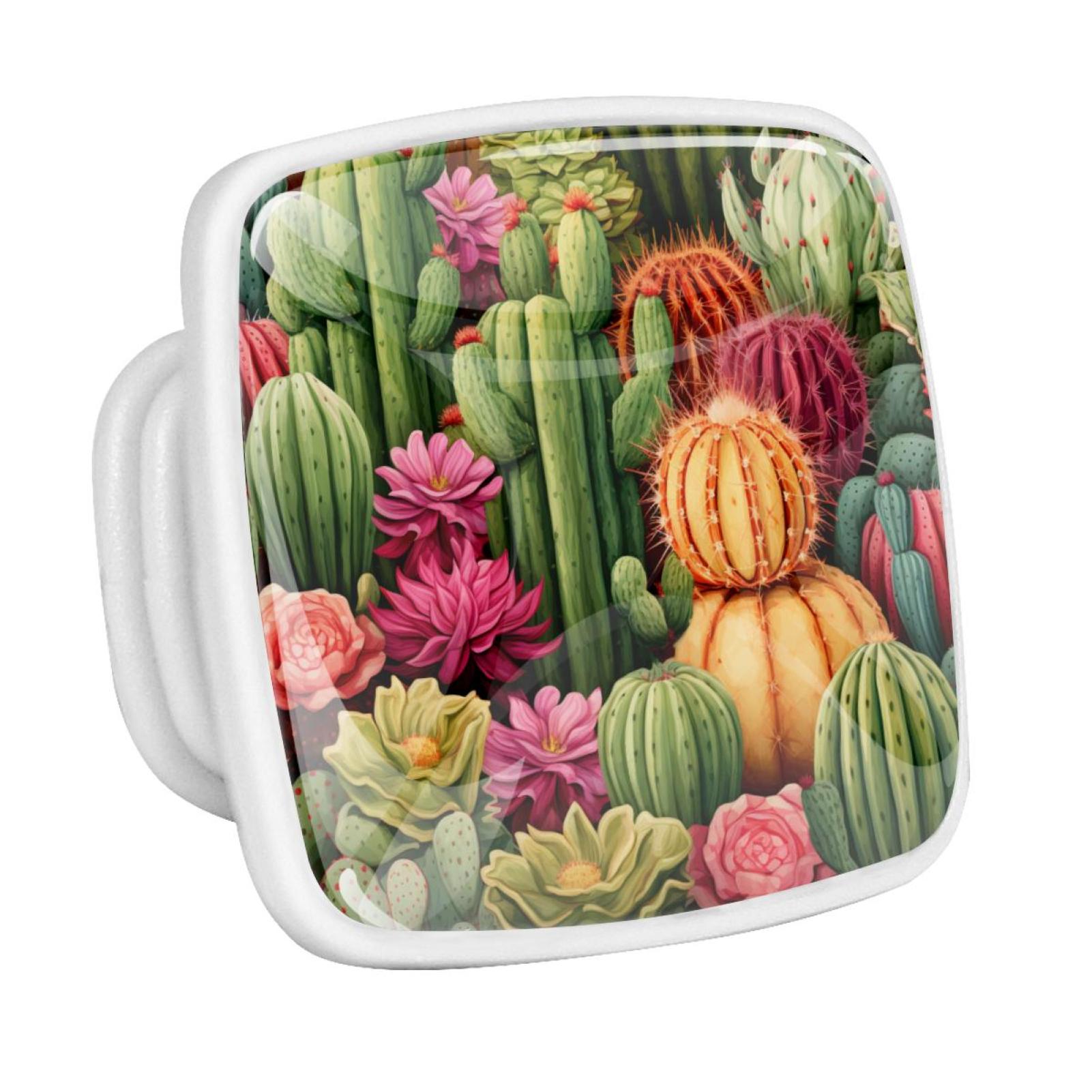 Cactus Plant Fluorescent Drawer Pulls with Screws Square 4-Pack Glow ...