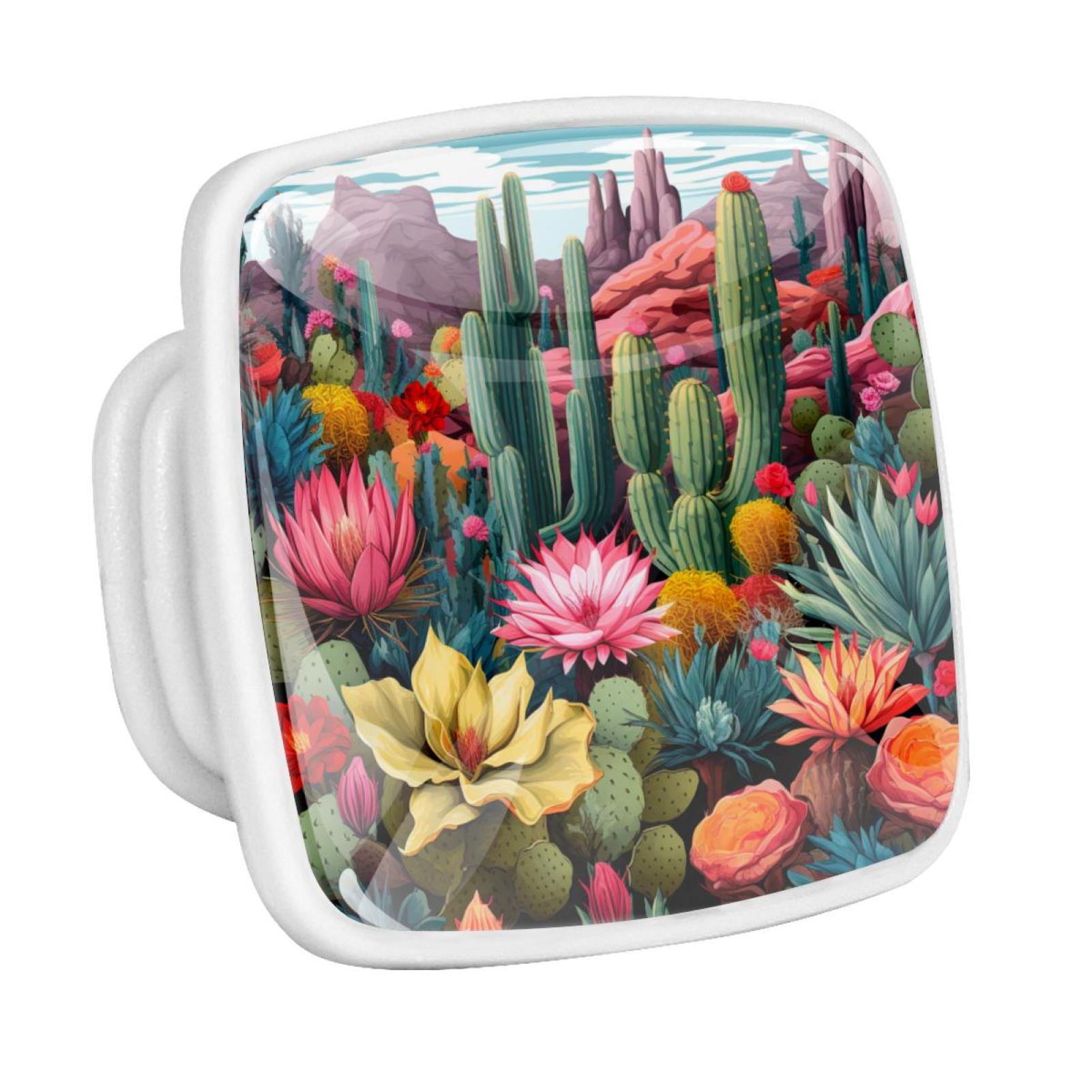 Cactus Plant Fluorescent Drawer Pulls with Screws Square 4-Pack Glow ...