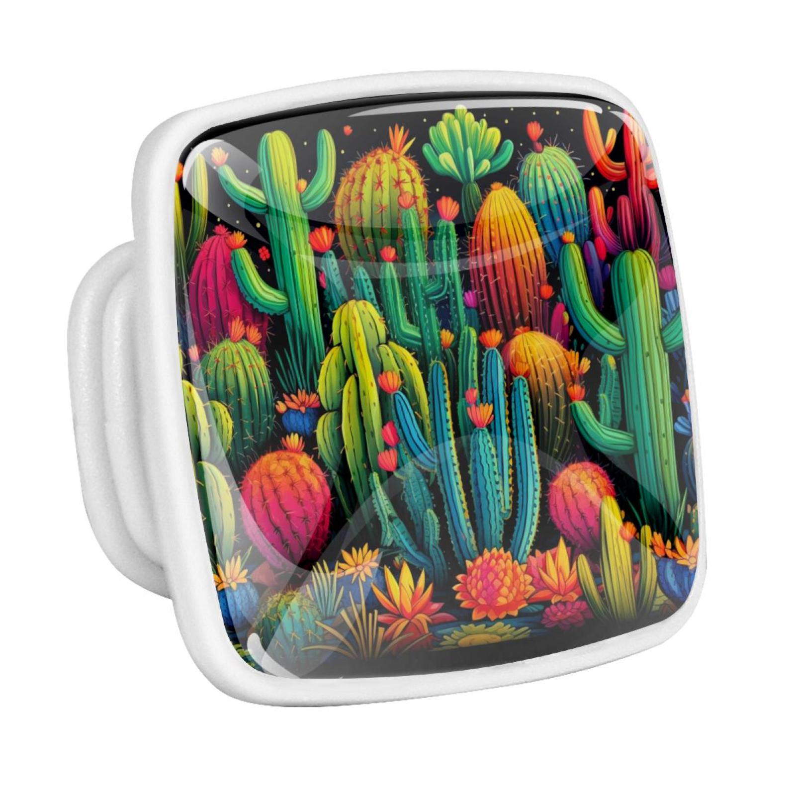 Cactus Plant Fluorescent Drawer Pulls with Screws Square 4-Pack Glow ...