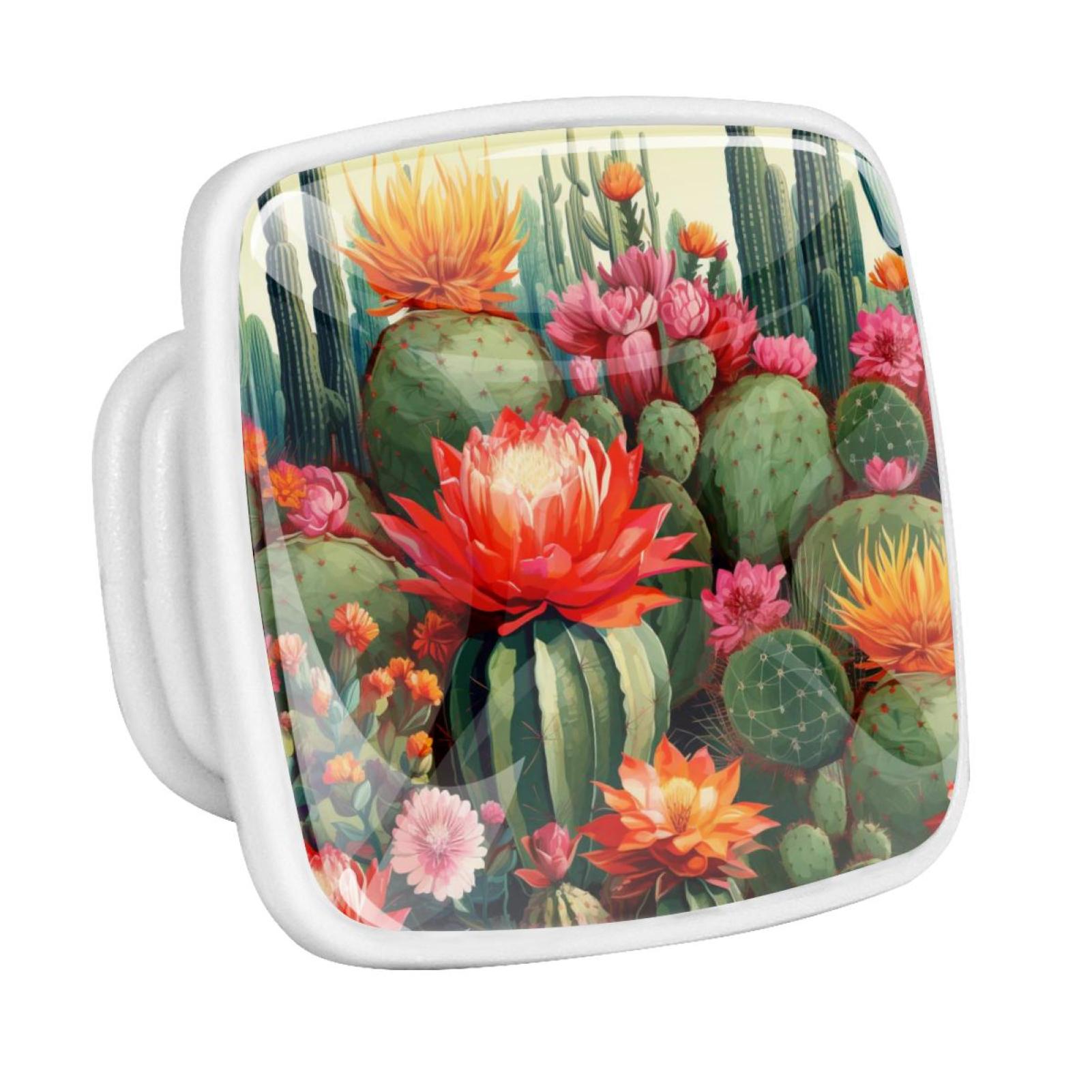 Cactus Plant Fluorescent Drawer Pulls with Screws Square 4-Pack Glow ...