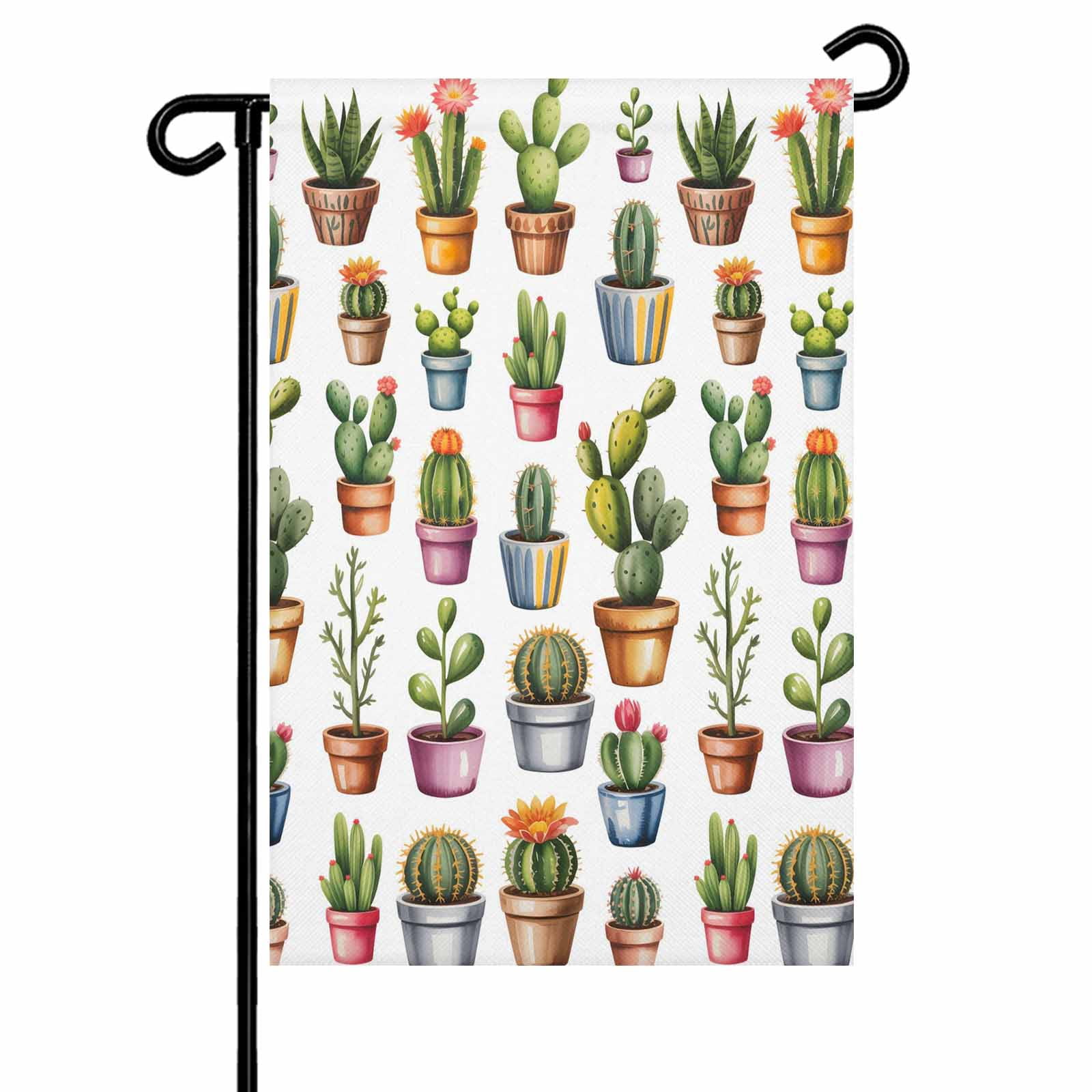Cactus Plant Garden Flag 28x40 Inch Green Cactus Botanical Tropical ...