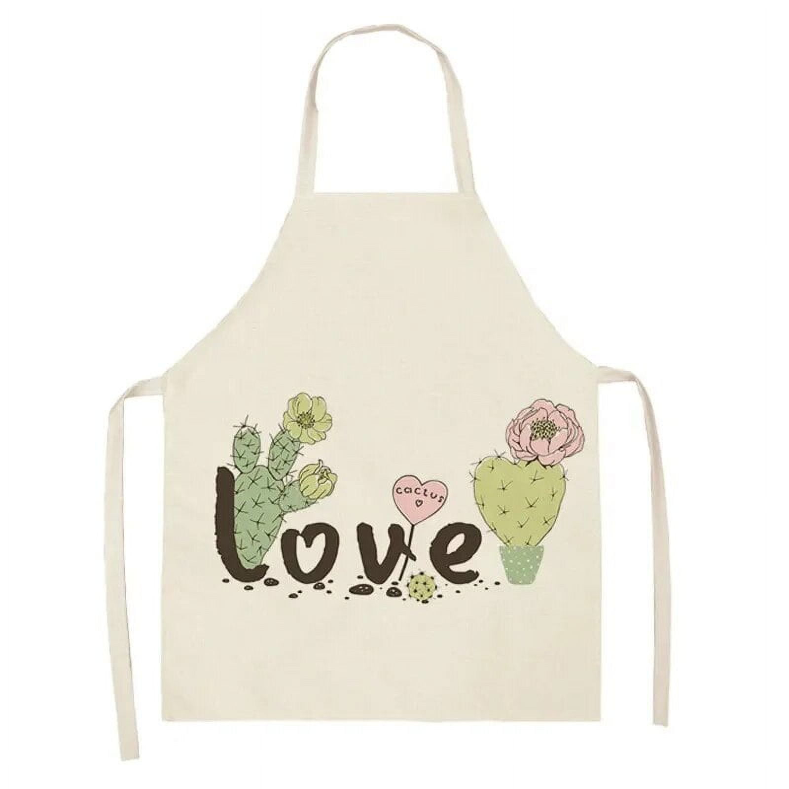 Cactus Plant Green Leaf Pattern Kitchen Apron Home Cooking Baking Shop ...