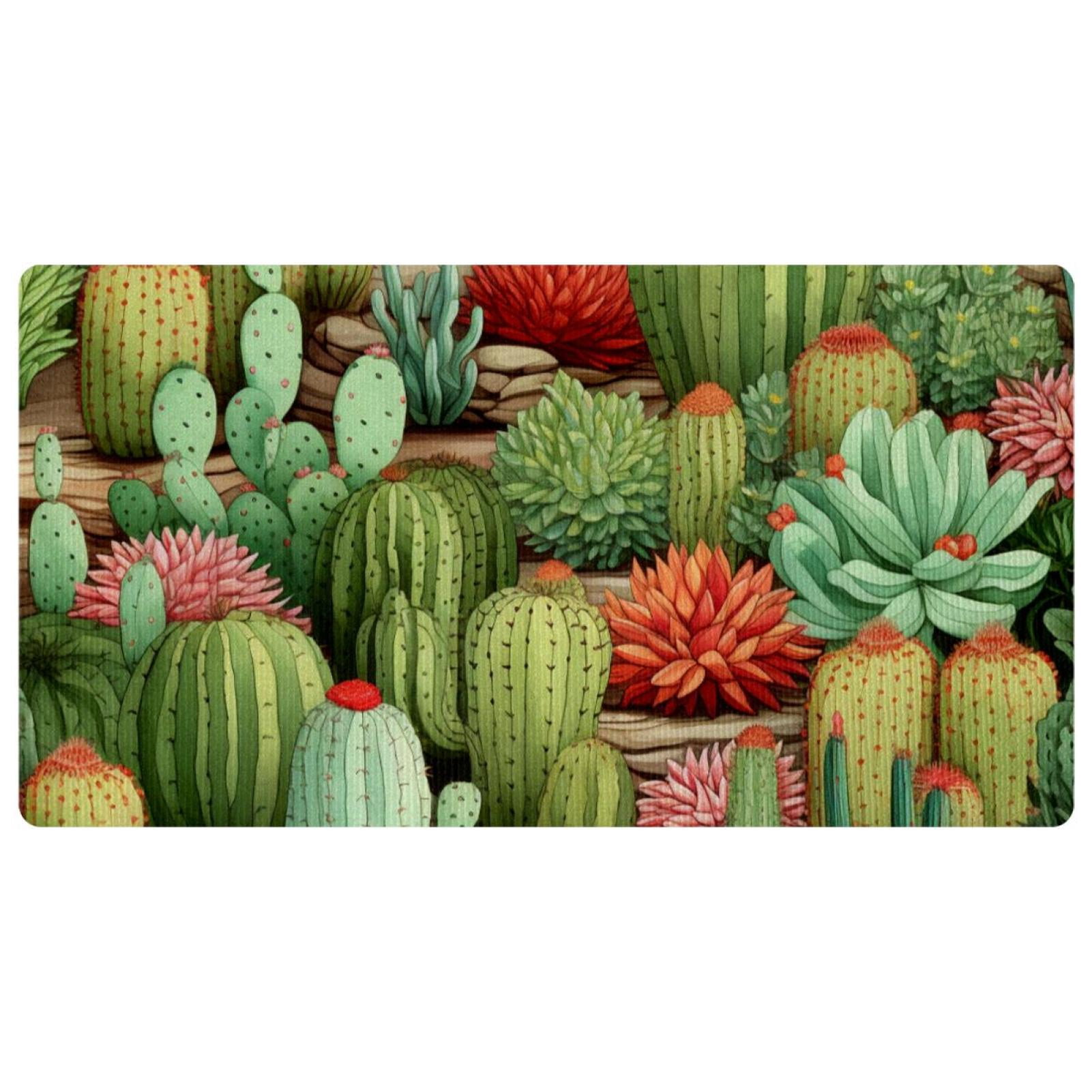 Cactus Plant Kitchen Mat,Cushioned Anti Fatigue Waterproof Kitchen Rug ...