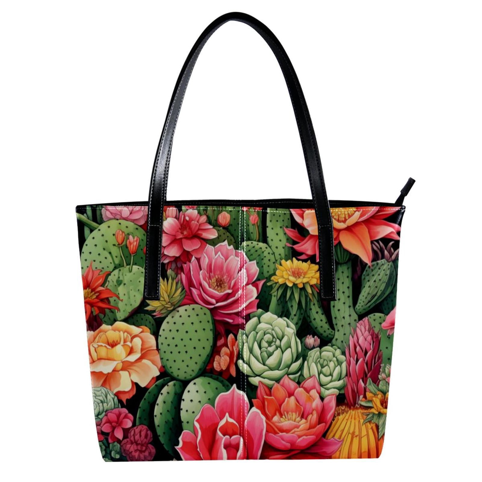 Cactus Plant Leather Stitching Handbag High Quality Fashion Women ...