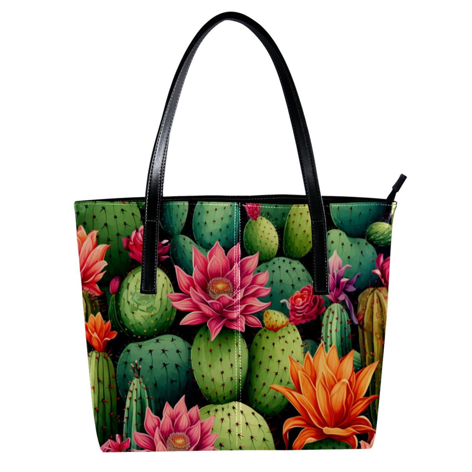 Cactus Plant Leather Stitching Handbag High Quality Fashion Women ...