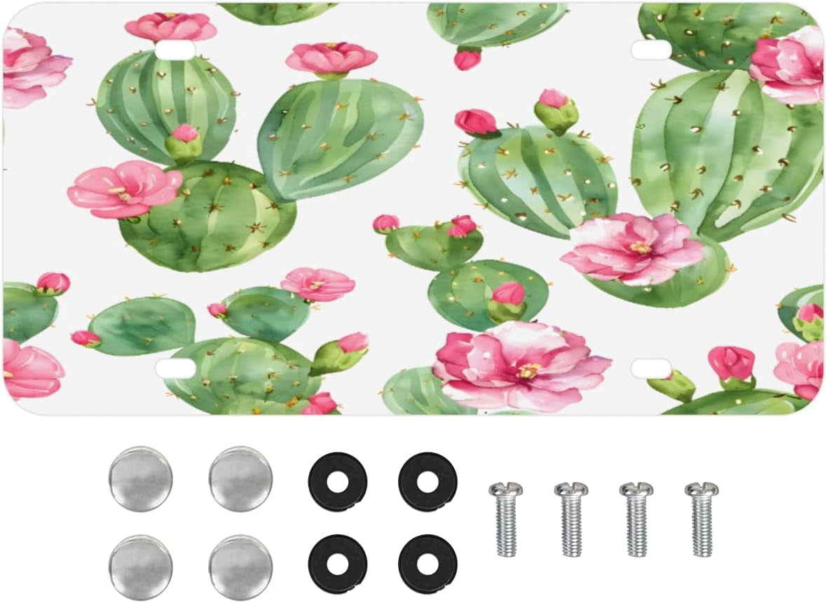 Cactus Plant License Plate Front Decoration Aluminum Metal Vanity Tag ...