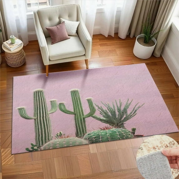 Cactus Plant Minimalist Art Soft Large Area Rugs Washable Rug With Non ...