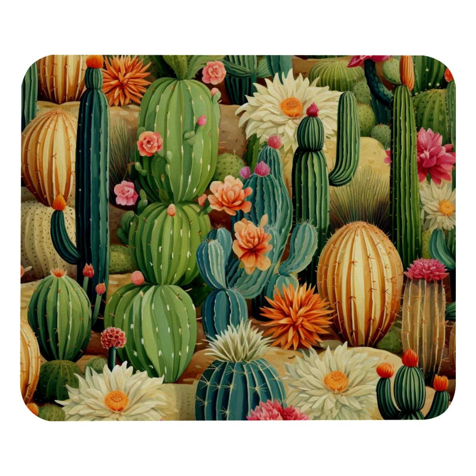 Cactus Plant Non-Slip Rubber Bottom Personalized Custom Square Desk Mat ...