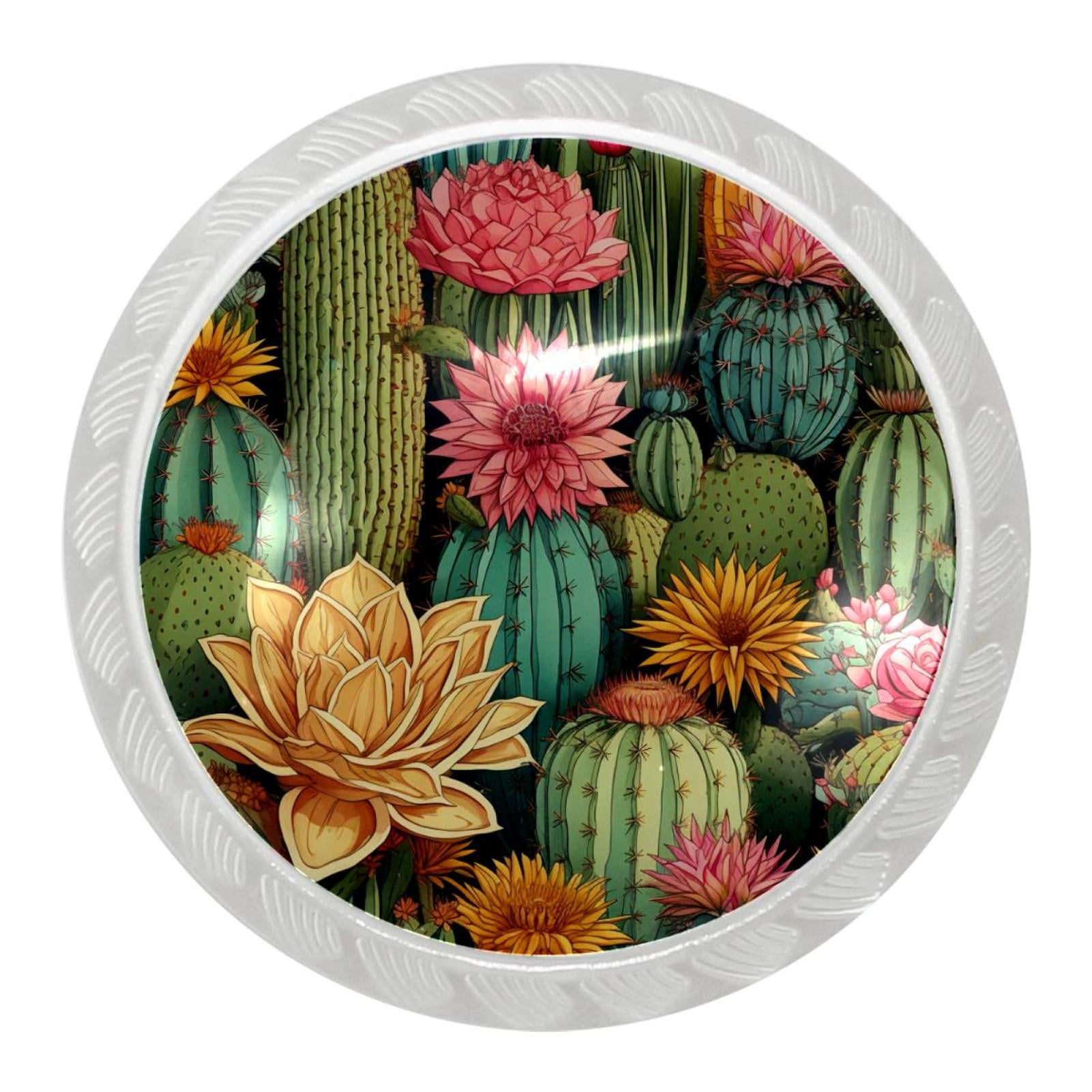Cactus Plant Pattern 4 PCS Cabinet Knob Drawer Knob Cabinet Hardware ...