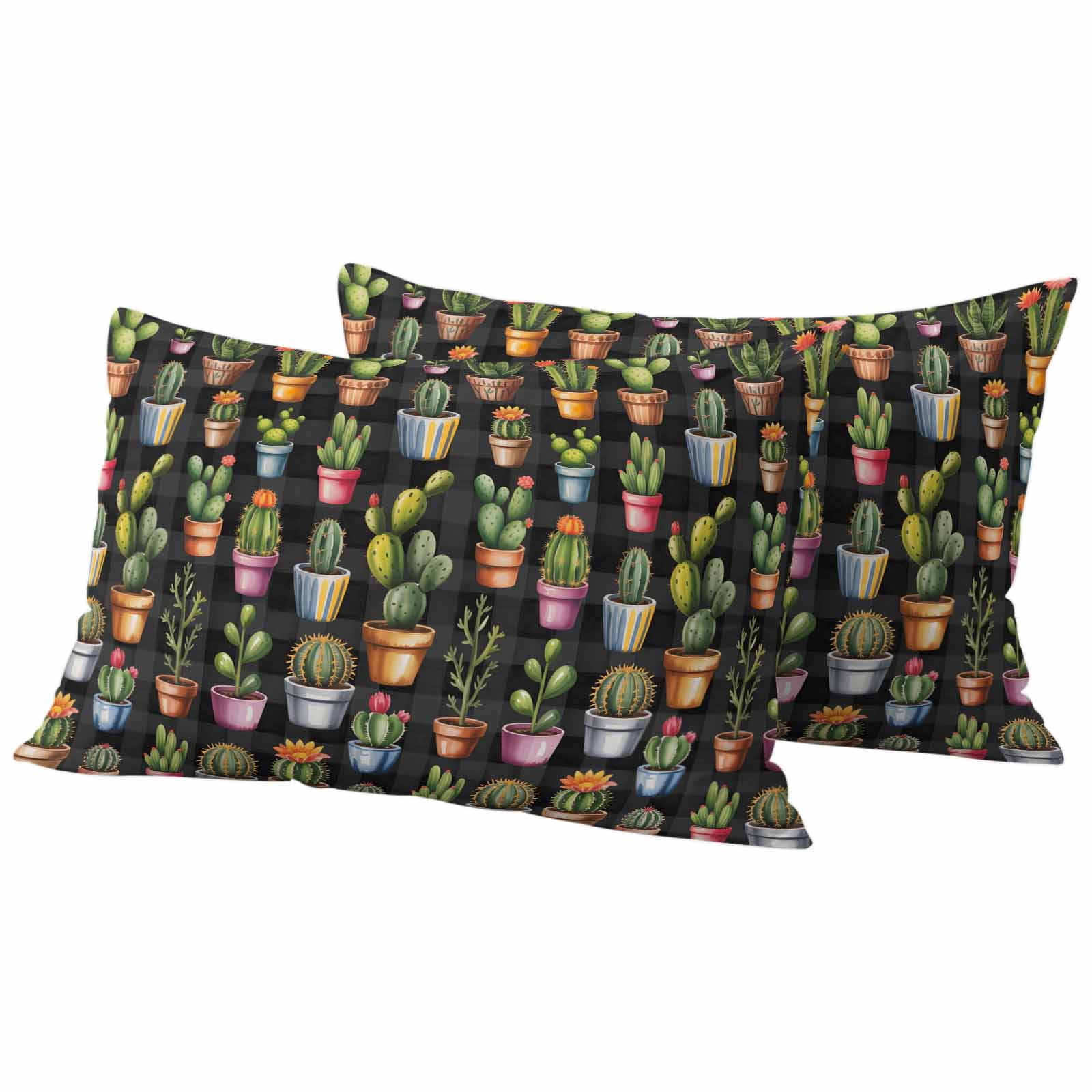 Cactus Plant Pillow Covers 2 Pack Green Cactus Botanical Tropical Plant ...