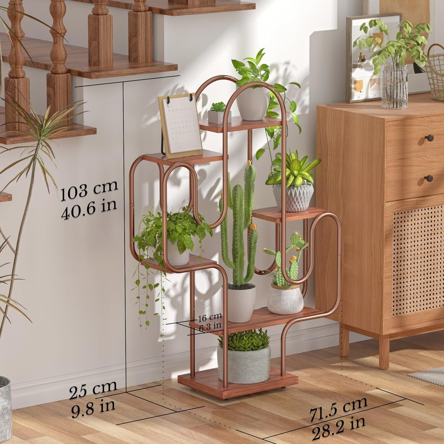 Cactus Plant Stand Indoor, 6 Tiered Metal Pot Stand for Home Decor ...