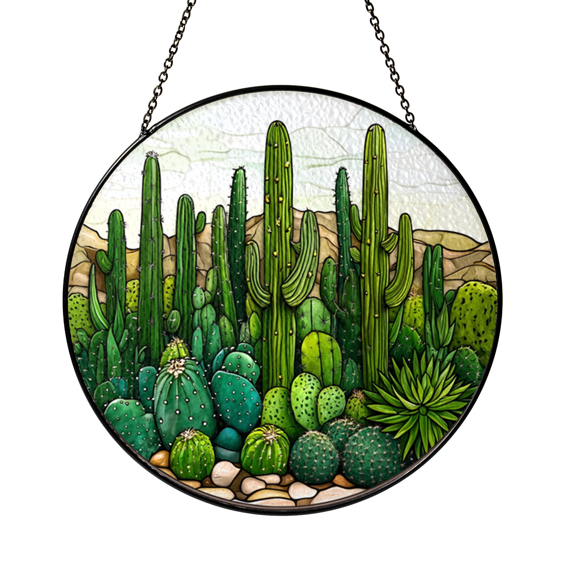 Cactus Plant Sun Catcher Glass Window Hanging Yard and Home Decoration ...