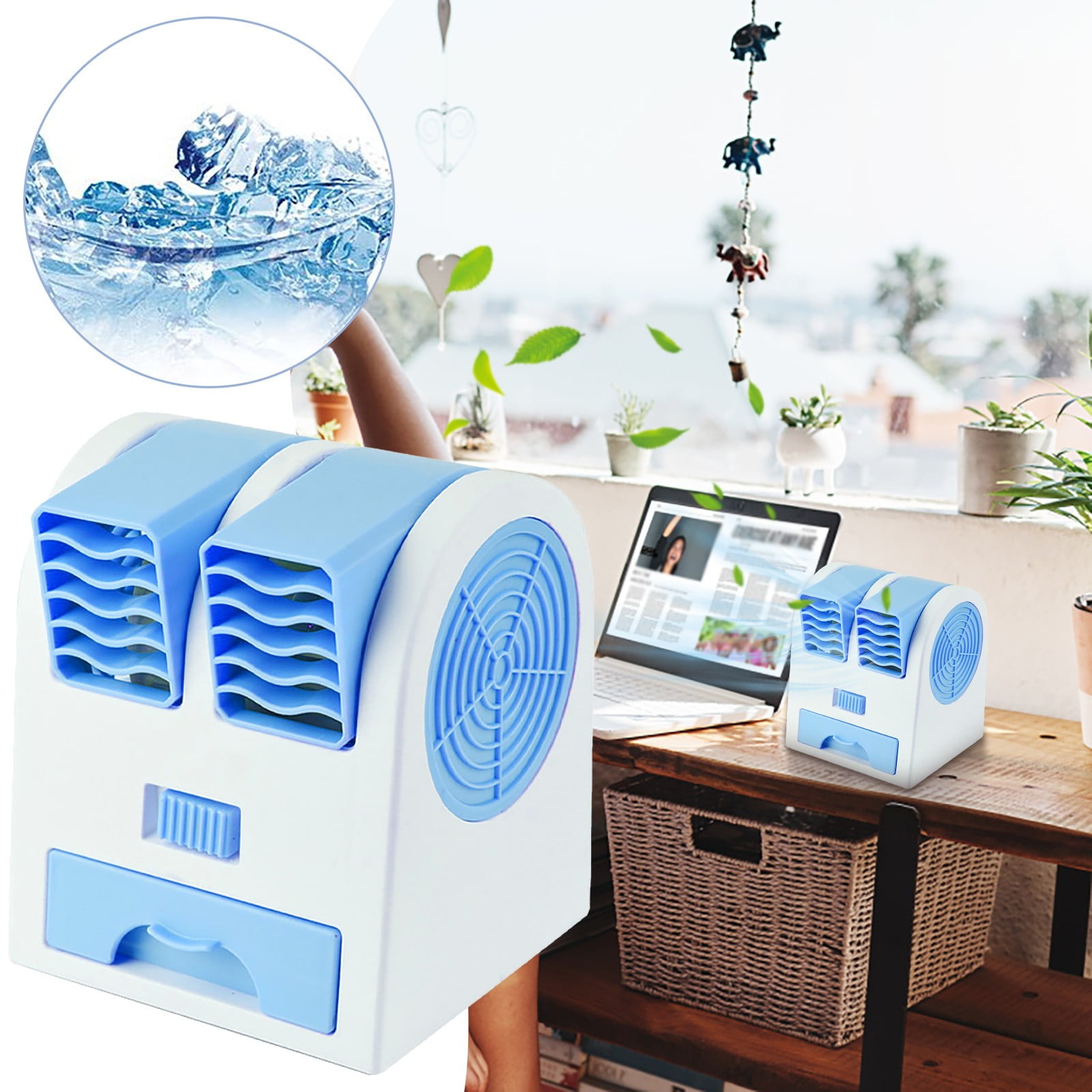 Cactus Planting Hiking Desktop Fan Mini Air Conditioner Portable