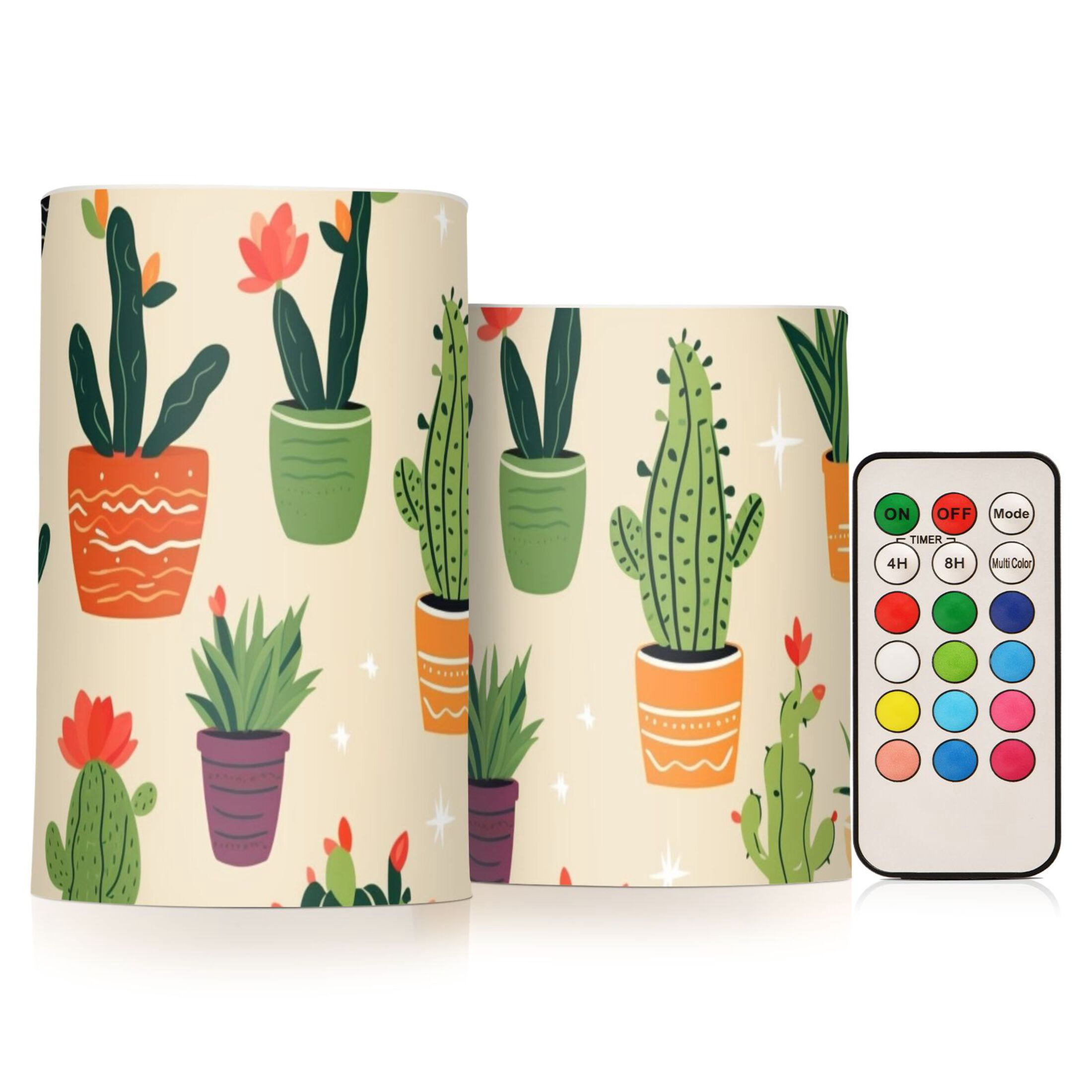 Cactus Plants Flameless Candles with Remote Timer LED Battery Operated ...