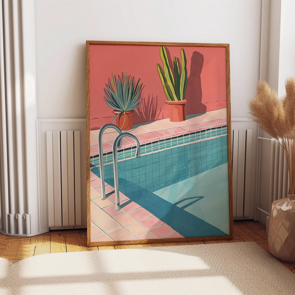 Cactus And Poolside Art Wall Decor -Stylish Desert Oasis Pool Poster ...
