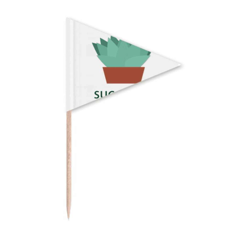 Cactus Potted Green Succulents Toothpick Triangle Cupcake Toppers Flag ...