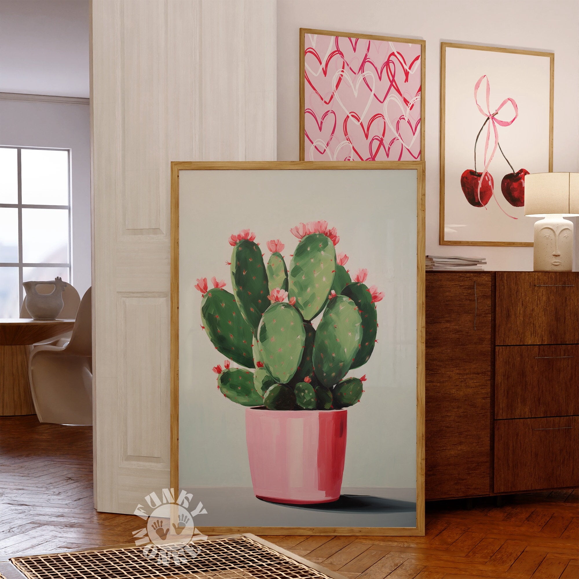 Cactus Print Boho Cactus Pink Flower Art Trendy Wall Art Print Print ...