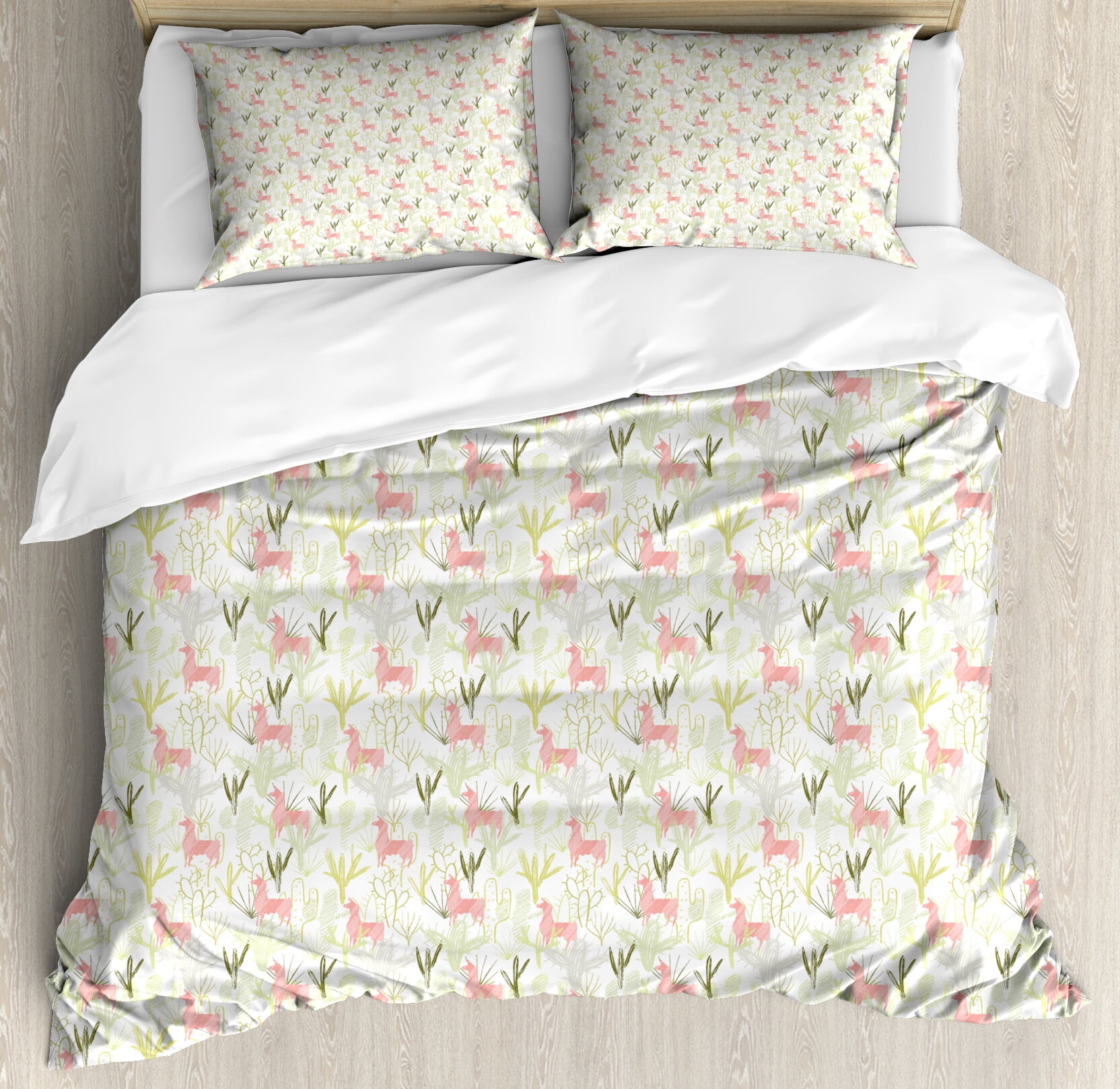 Cactus Print Duvet Cover Set, Hand Drawn Scribbled Layout of Animals ...