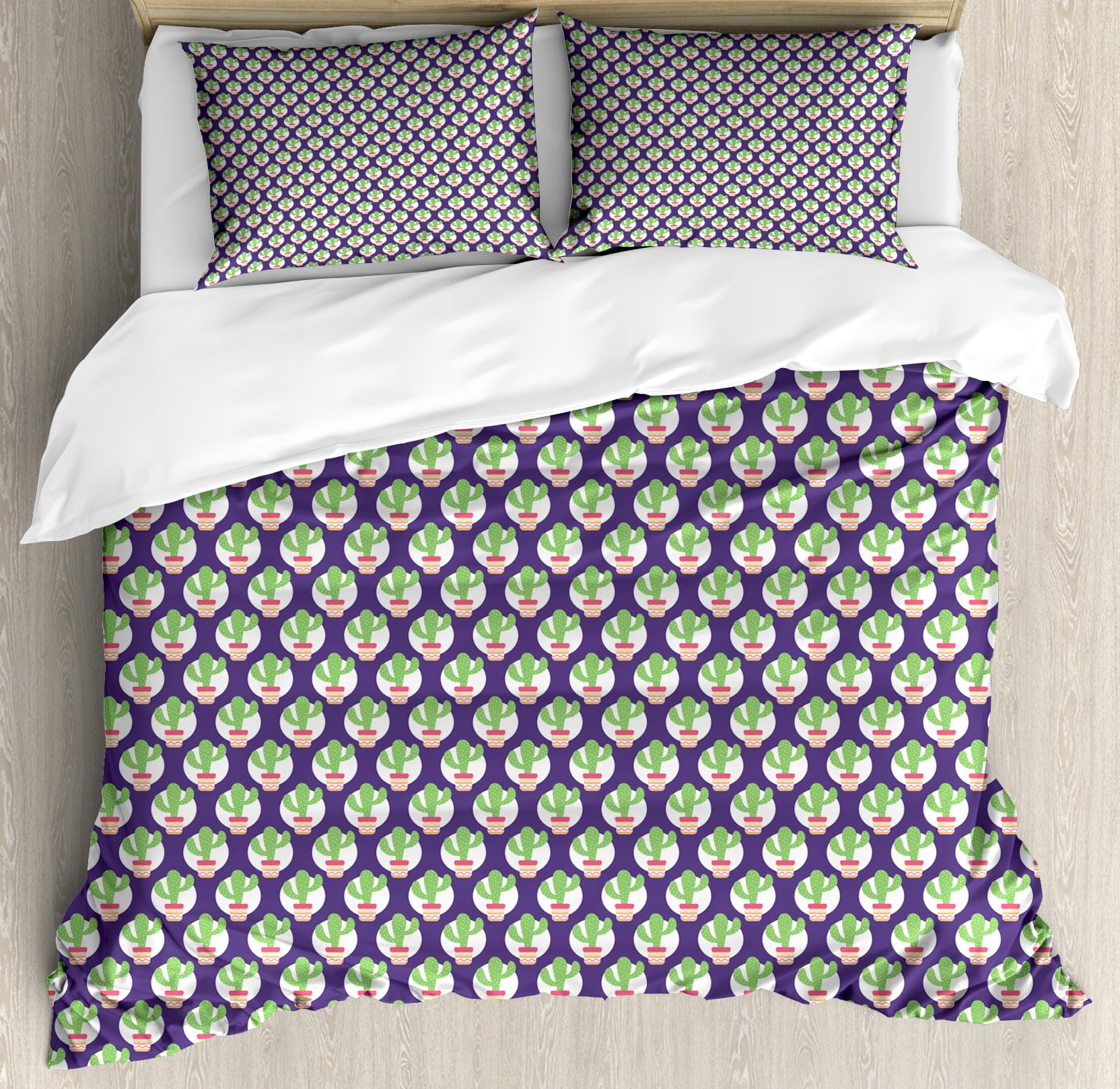 Cactus Print Duvet Cover Set, Layout of Round Blots with Spiked ...