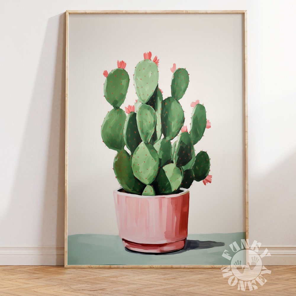 Cactus Print Trendy Wall Art Print Bright Colorful Poster Boho Cactus ...